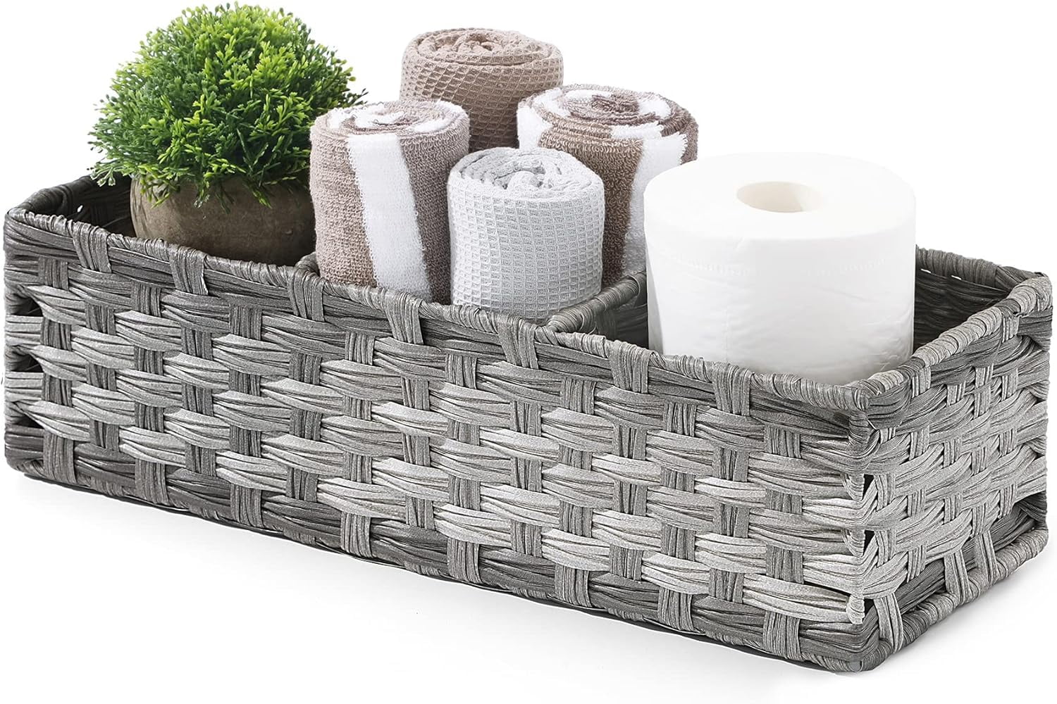 Toilet Tank Topper Paper Basket - Multiuse Hand Woven Plastic Wicker ...