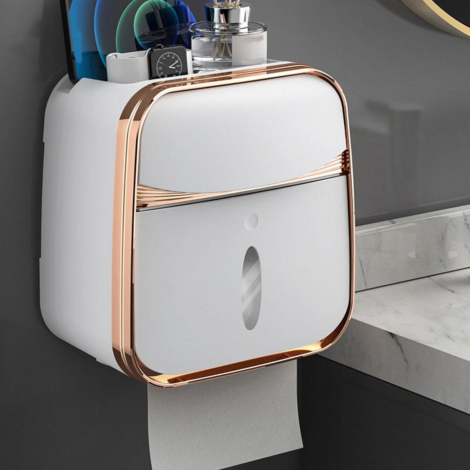 Toilet Tissue Box Wall-Mounted Waterproof Toilet Paper Box Punch-Free ...
