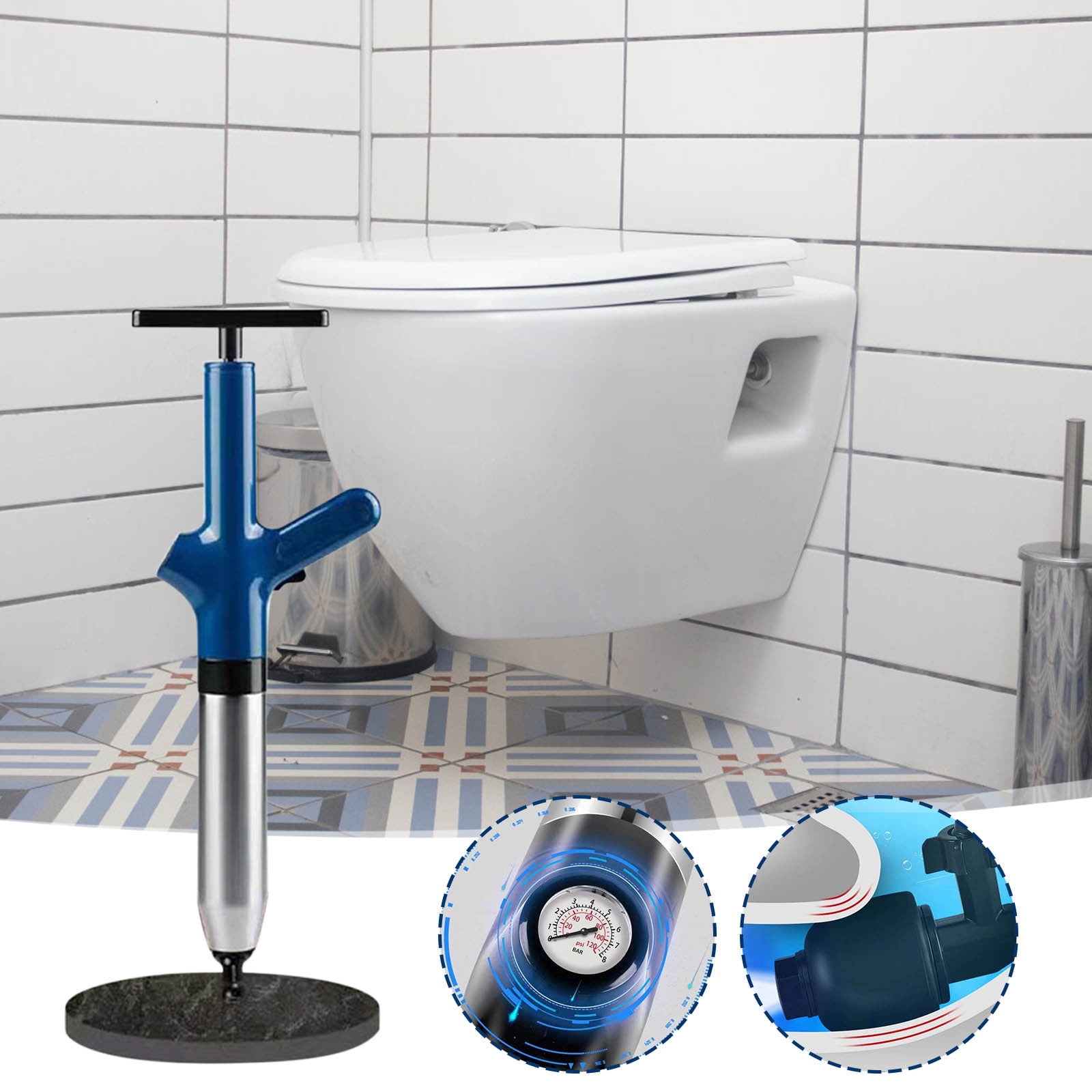 Toilet Unclogger Toilet Plunger Clog Remover, 9PC High Pressure Toilet ...