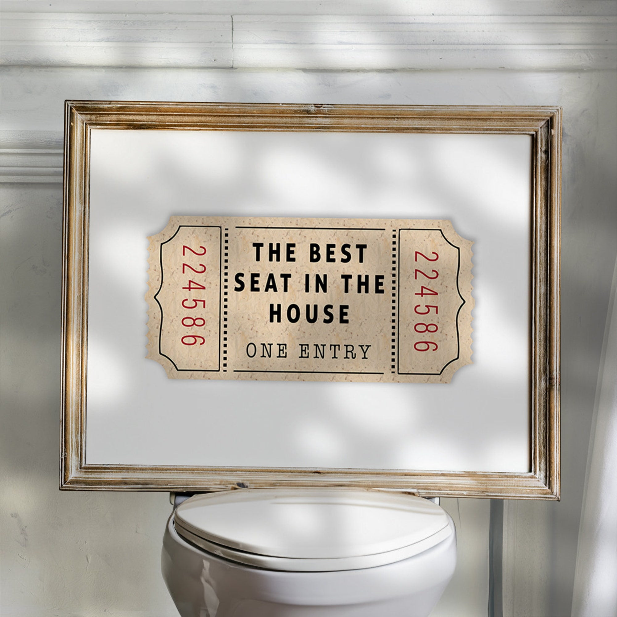 Toilet Wall Art The Best Seat In The House Ticket Print Bathroom Poster ...