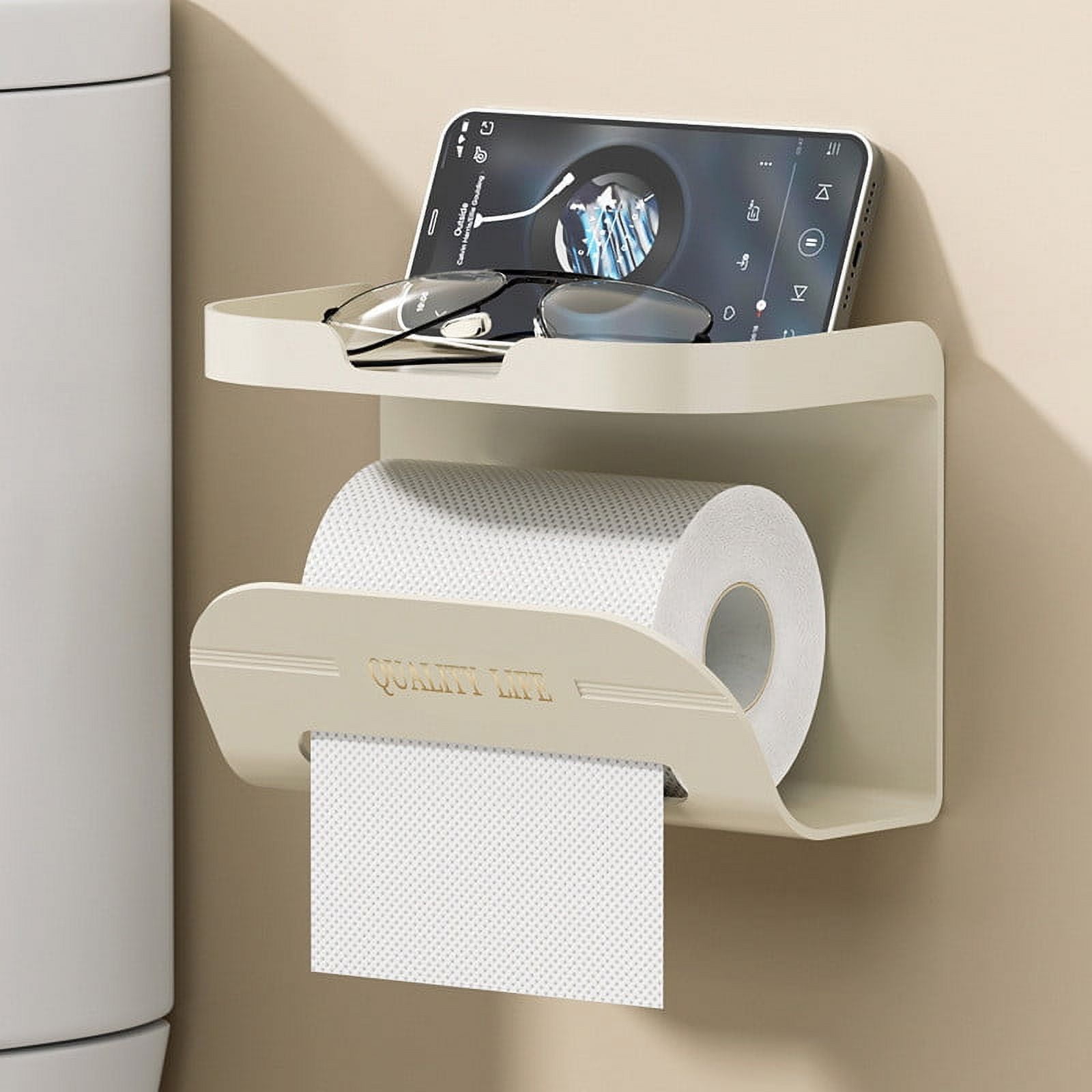 Toilet Wall Mounted Tissue Box Storage, Multifunctional Punching Roll ...