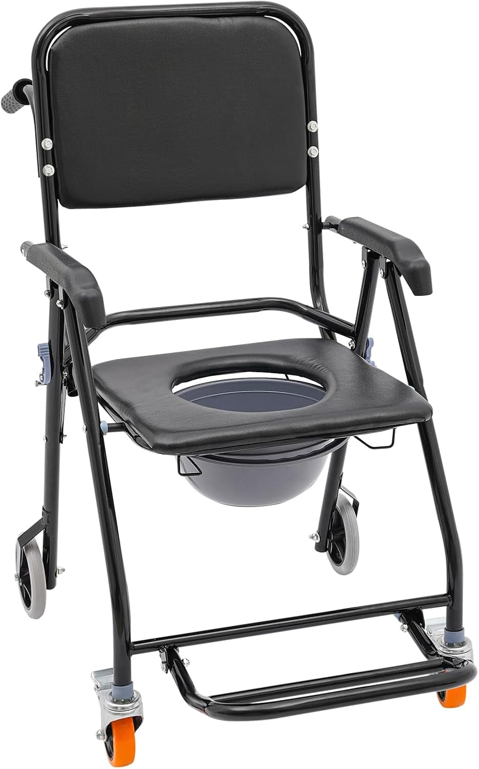 Toilet Wheelchair, 4-in-1 Shower Commode Wheelchair with Wheels, 220LB ...