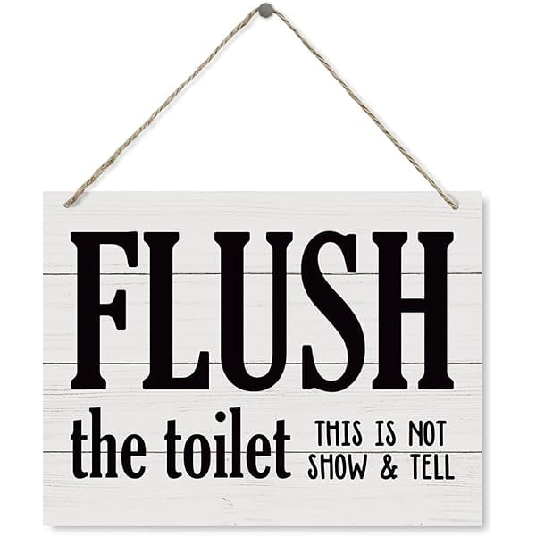 Toilet Wood Sign, Flush the Toilet Sign, Toilet Rule Sign, Decorative Wood Plaque for Hanging ...
