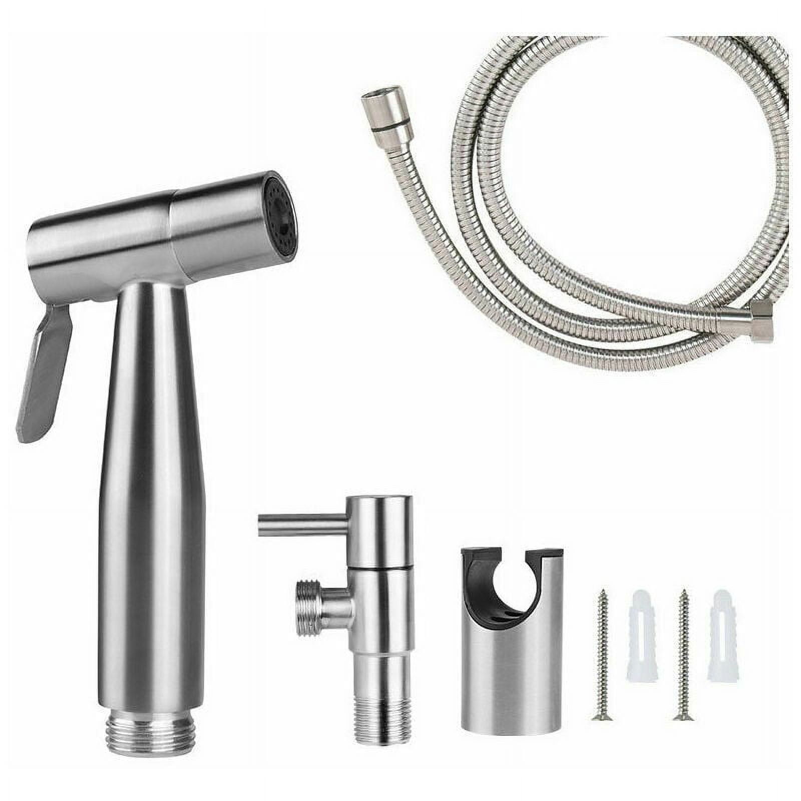 Toilet hand shower kit, 1.5 m hose and support, silver G1/2 adapters ...