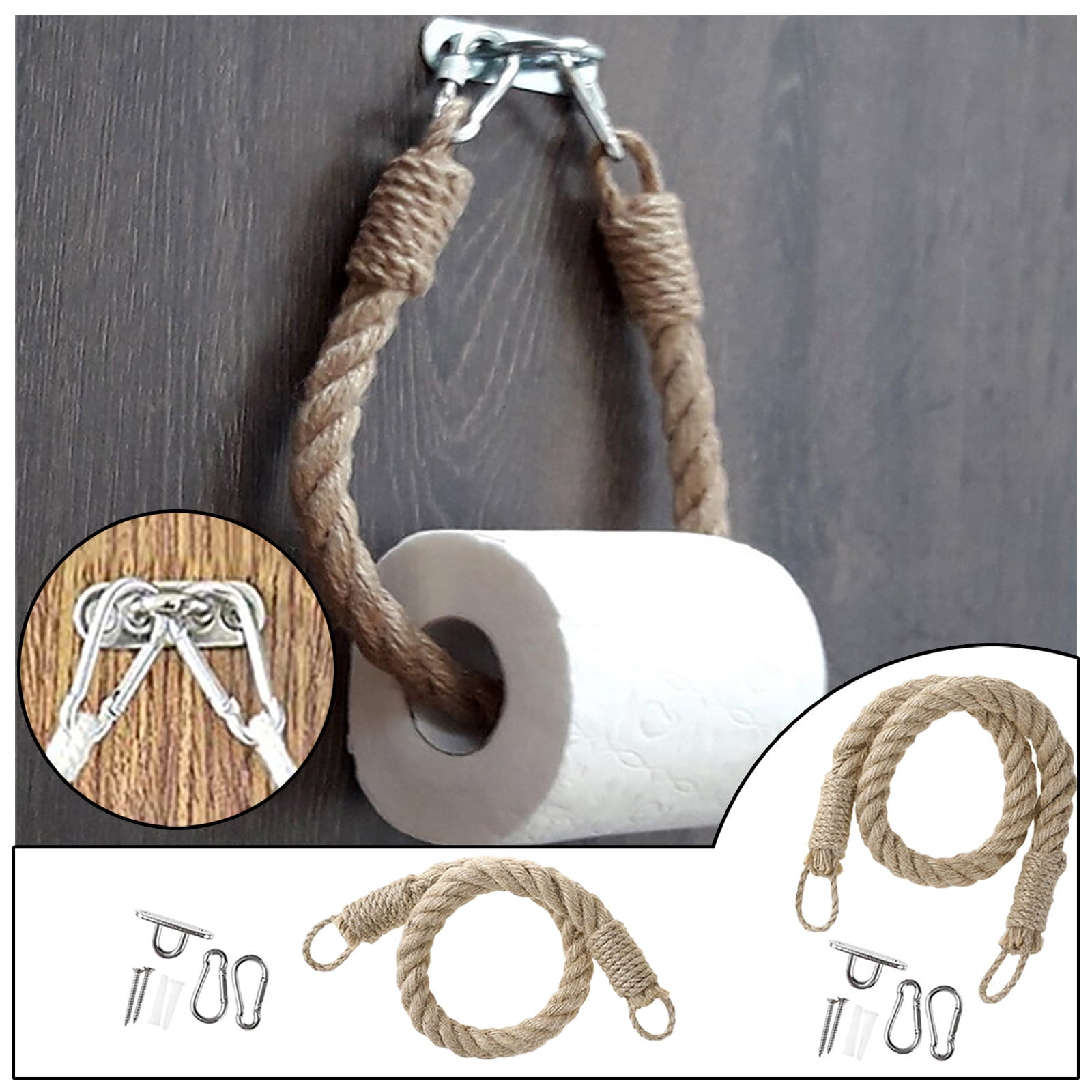 Toilet rope roll holder handmade retro wall-mounted tissue holder ...