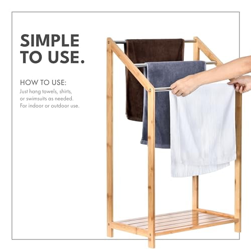 ToiletTree Products Bamboo Towel Rack Holder - Indoor & Outdoor Towel ...