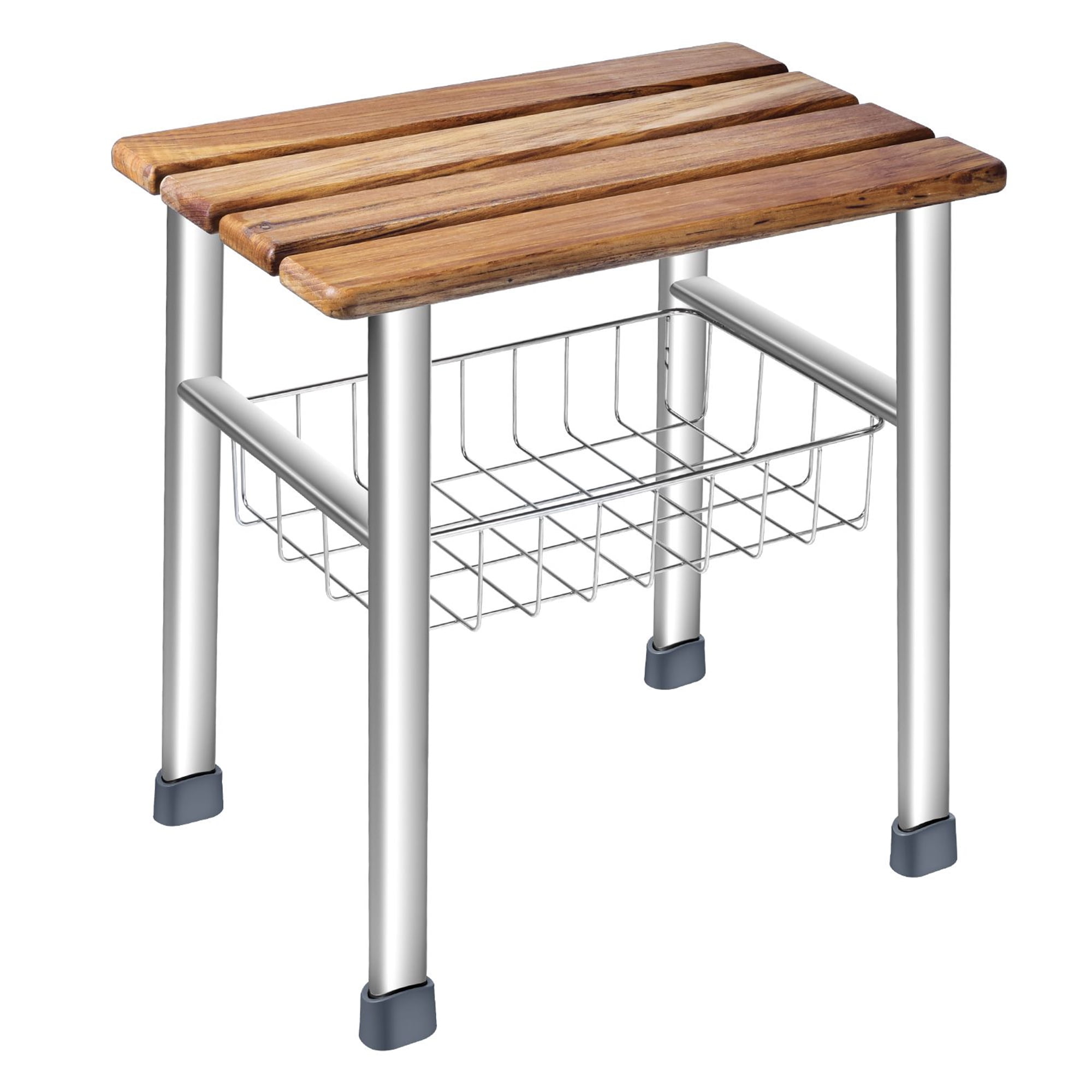 ToiletTree Products Deluxe Bathroom Teak Wood & Steel Shower Seat ...