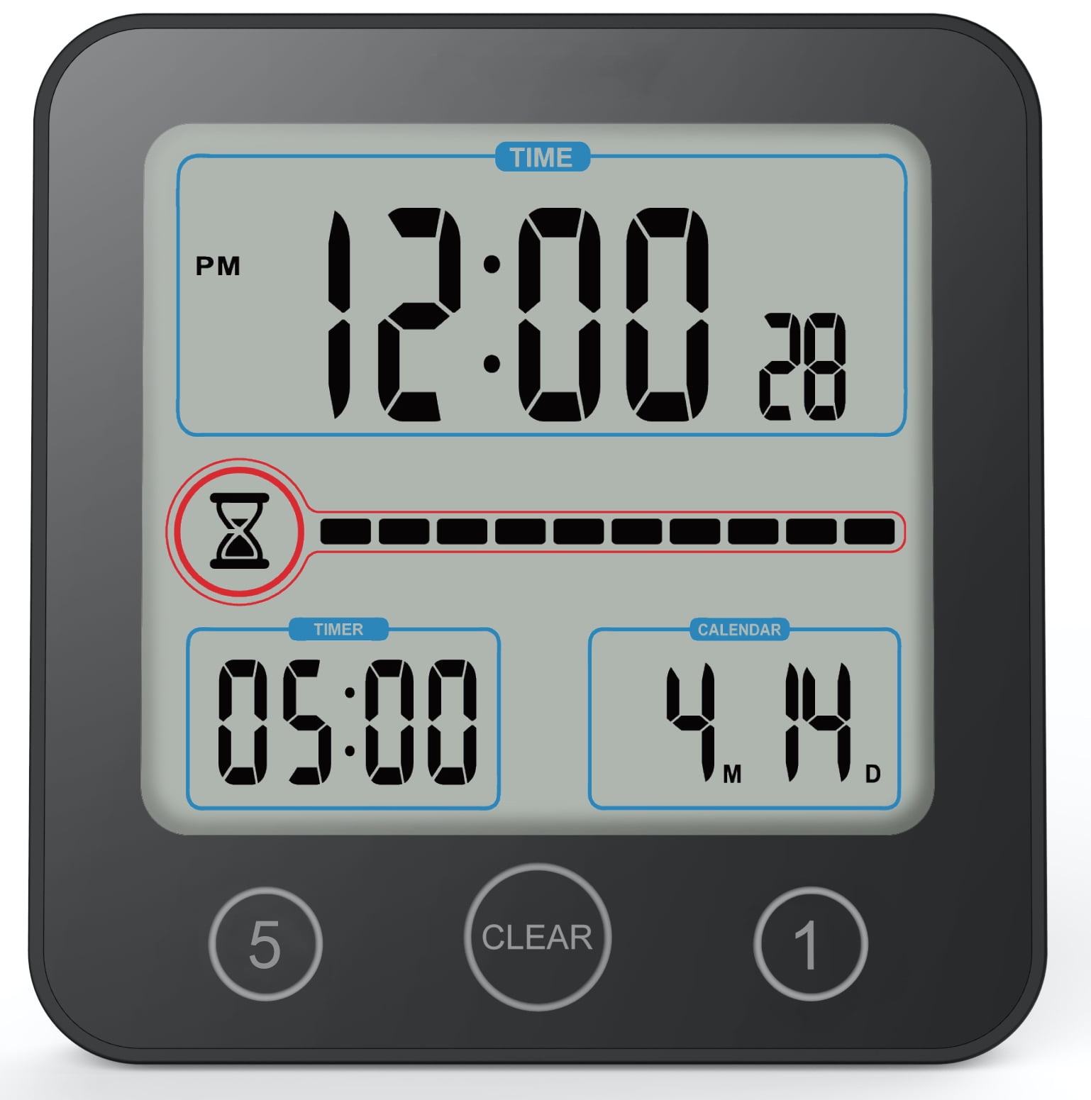 Toilettree Products Digital Bathroom Shower Clock With Alarm And Large