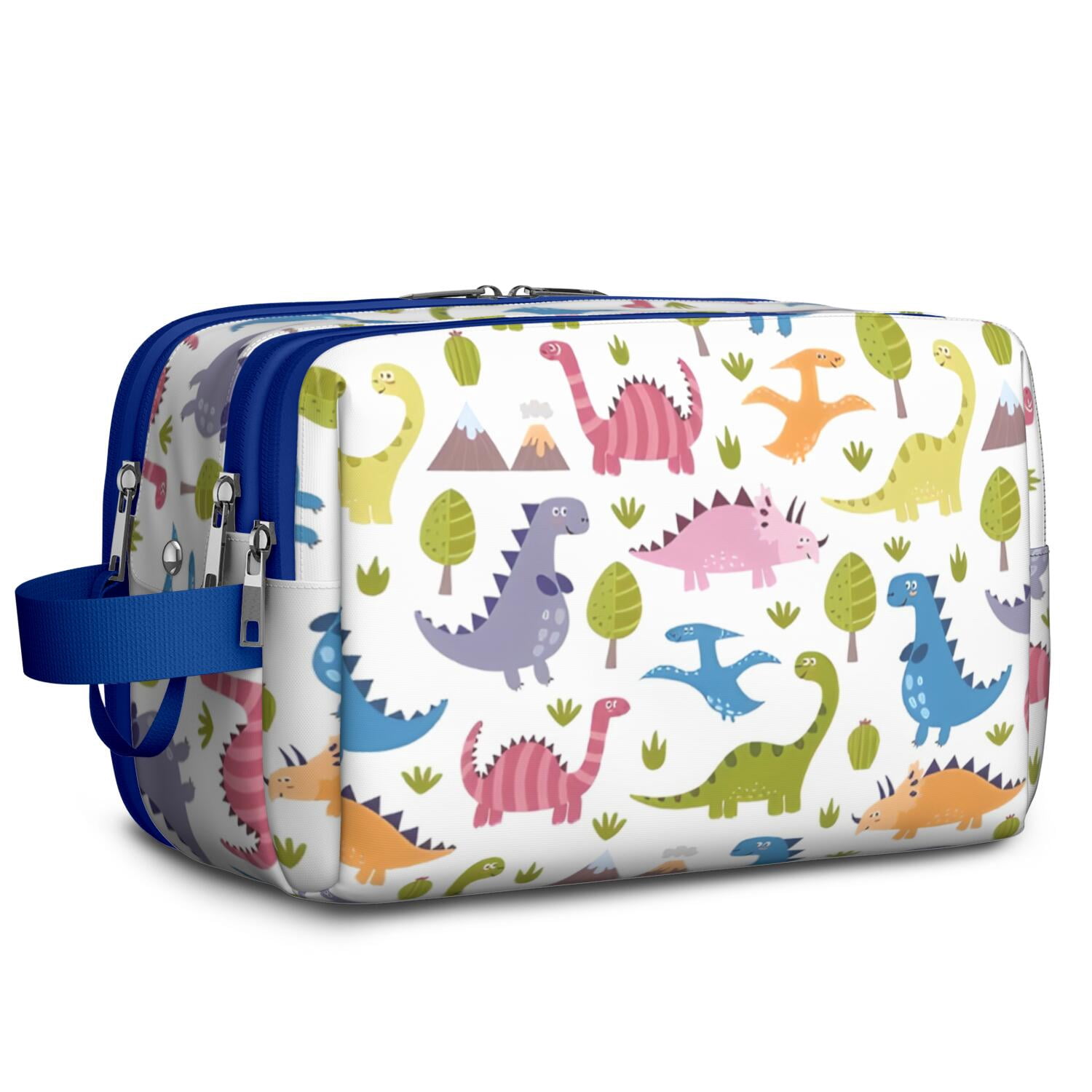 Toiletries Bag,Colorful Cartoon Dinosaurs Scenery Pattern Mens Womens ...
