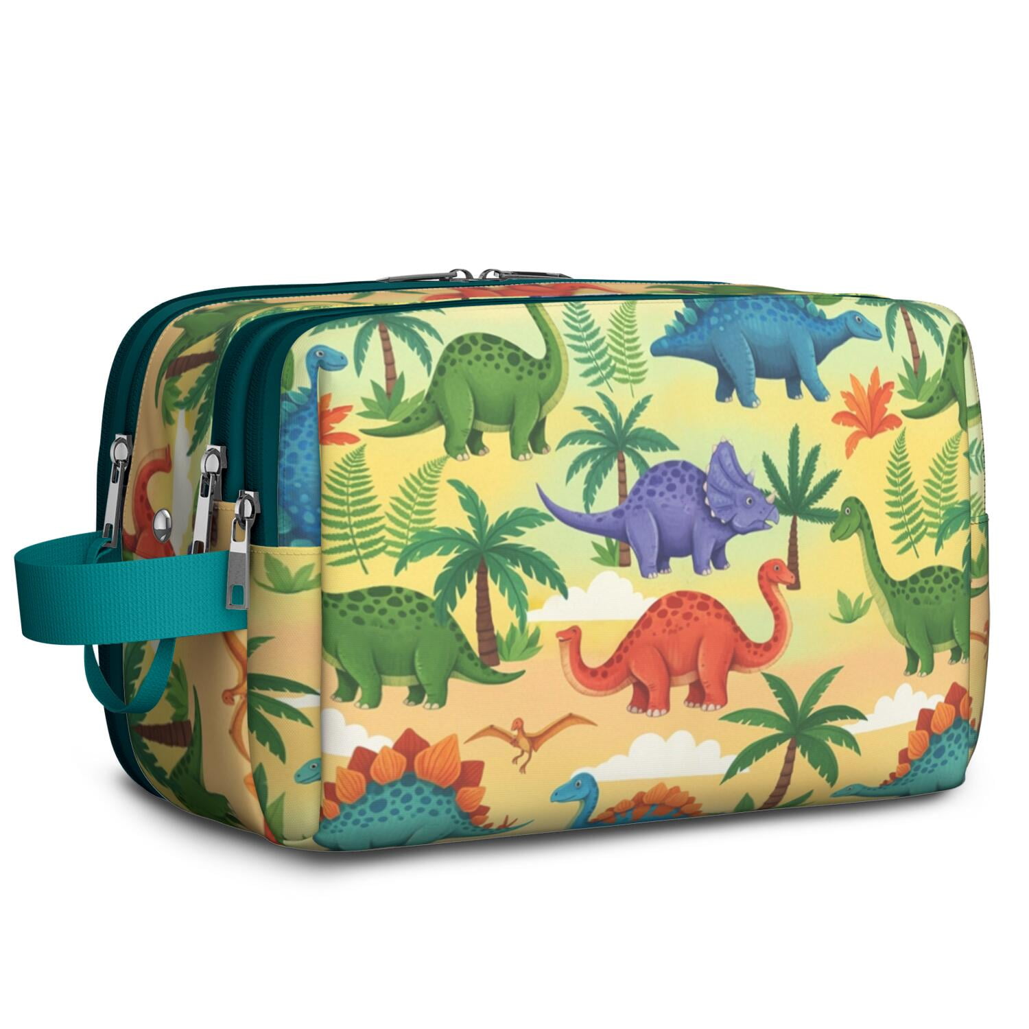 Toiletries Bag,Colorful Dinosaurs Palm Trees Pattern Mens Womens ...