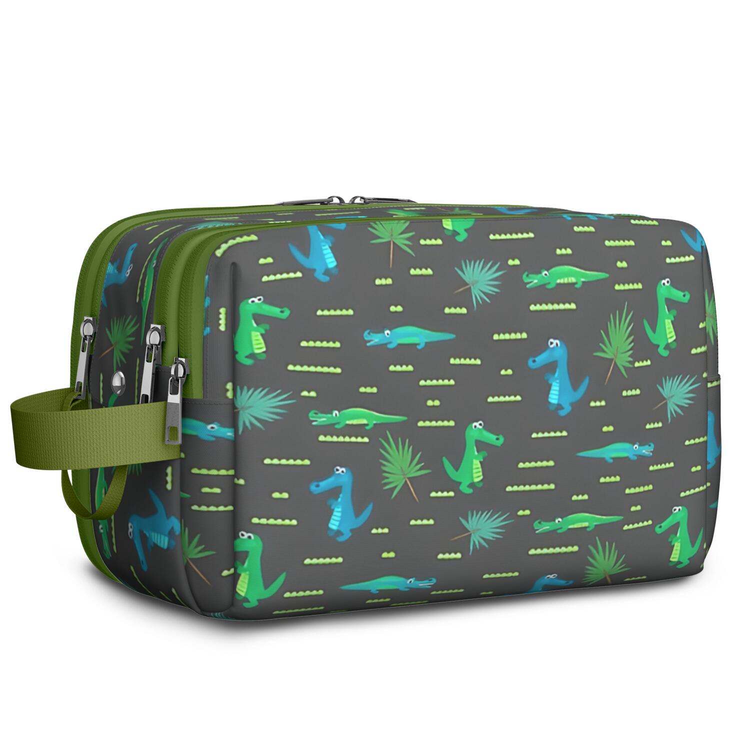 Toiletries Bag,DarkGray Cartoon Crocodiles Pattern Mens Womens Toiletry ...