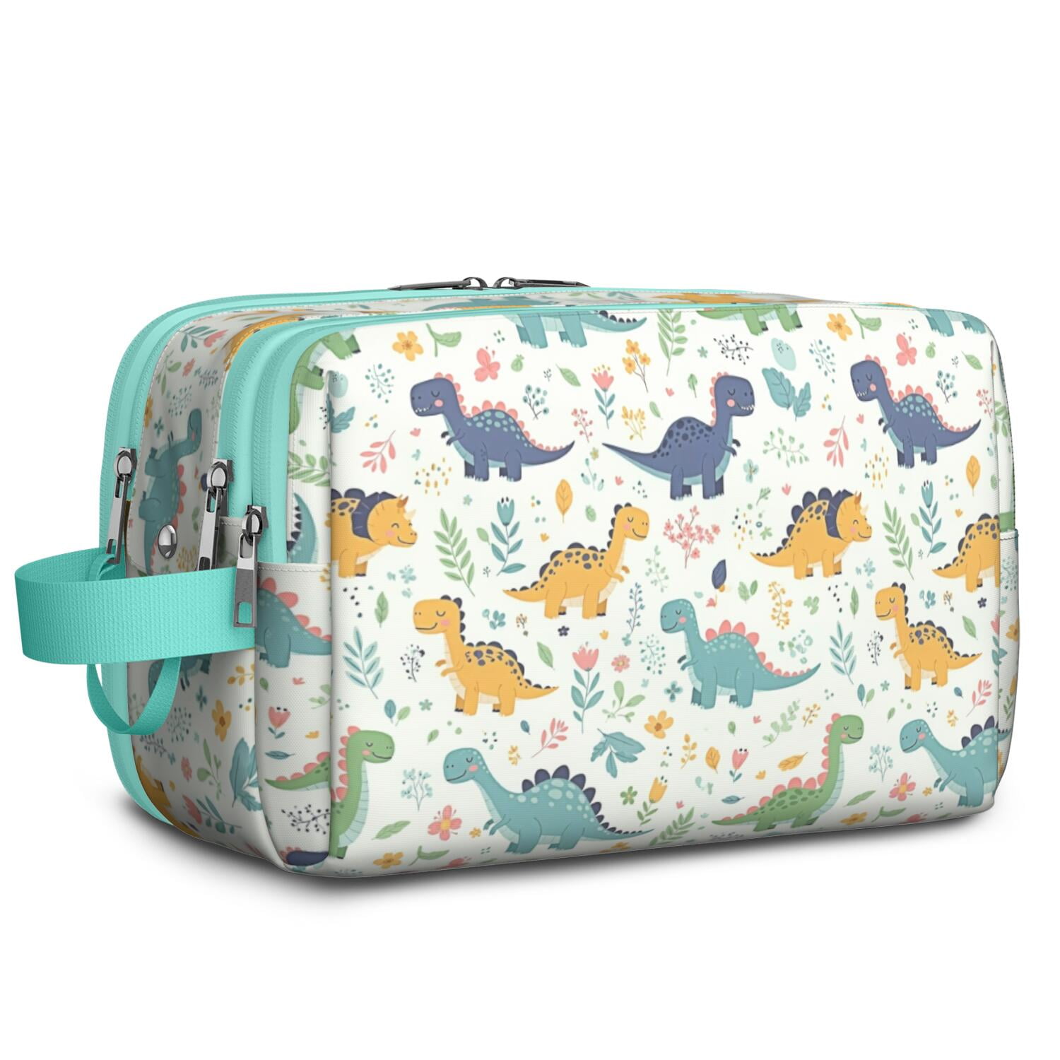 Toiletries Bag,LightColor Dinosaurs Floral Pattern Mens Womens Toiletry ...