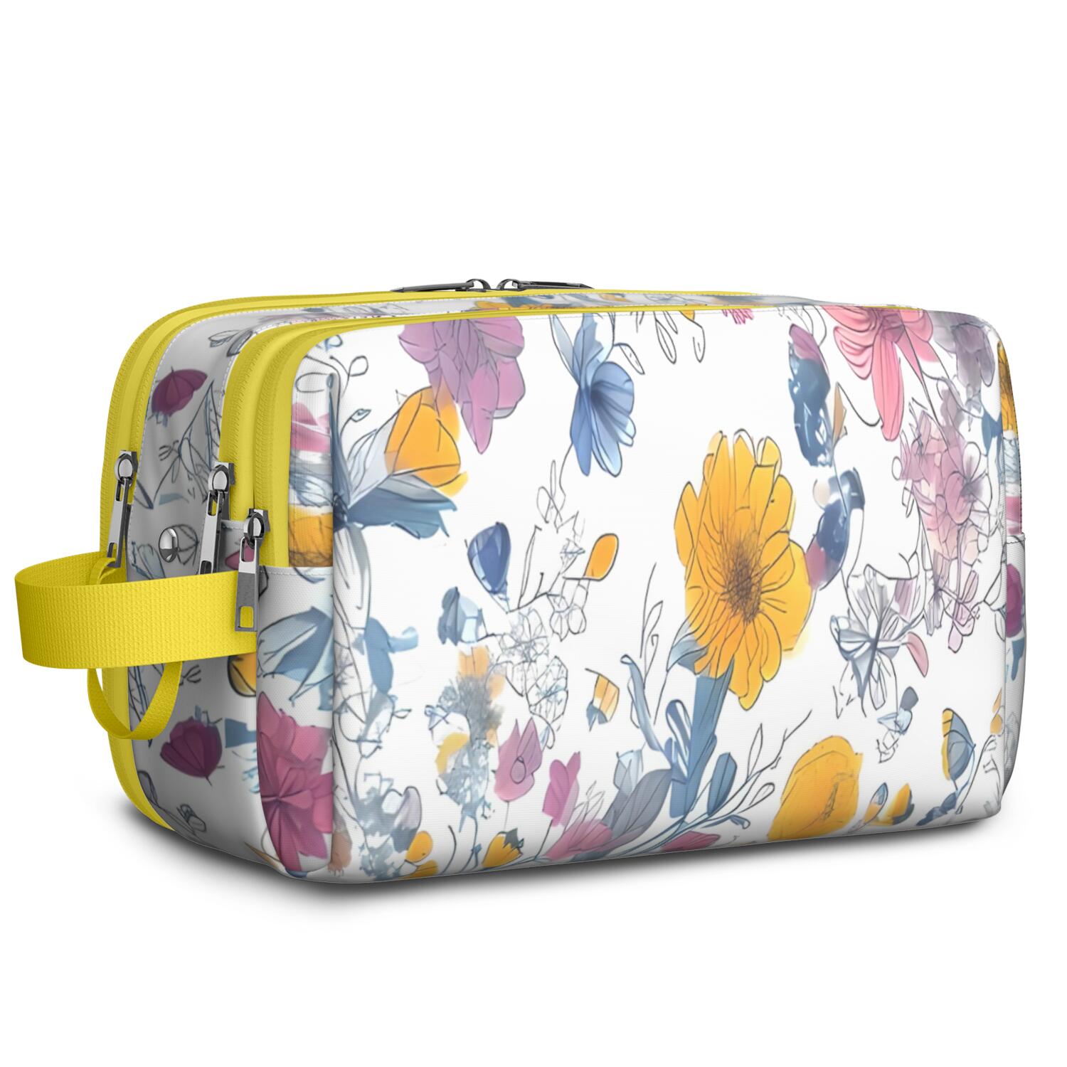 Toiletries Bag,Pioneer Flower Floral Print Pattern Mens Womens Toiletry ...