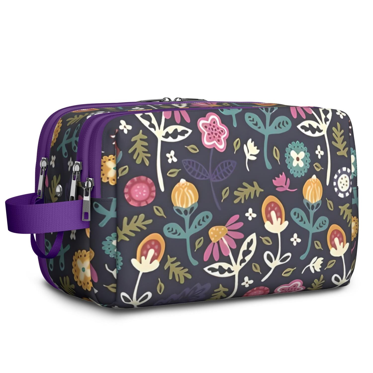 Toiletries Bag,Pioneer Flower Floral Print Pattern Mens Womens Toiletry ...