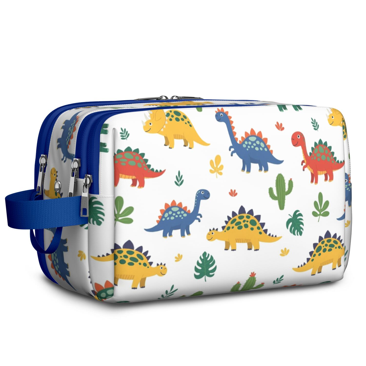 Toiletries Bag,White Cartoon Dinosaurs Cacti Pattern Mens Womens ...