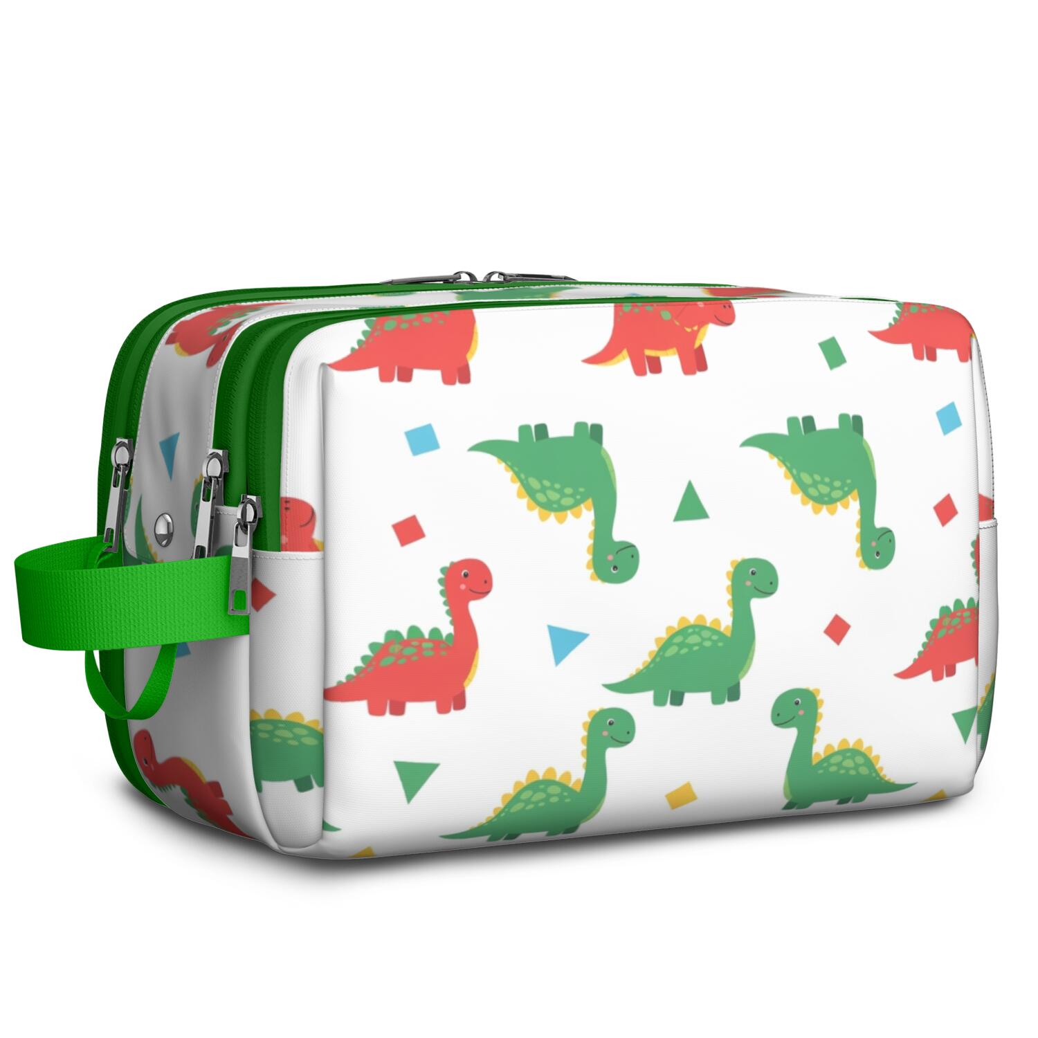 Toiletries Bag,White Cartoon Dinosaurs Geometric Shapes Pattern Mens ...