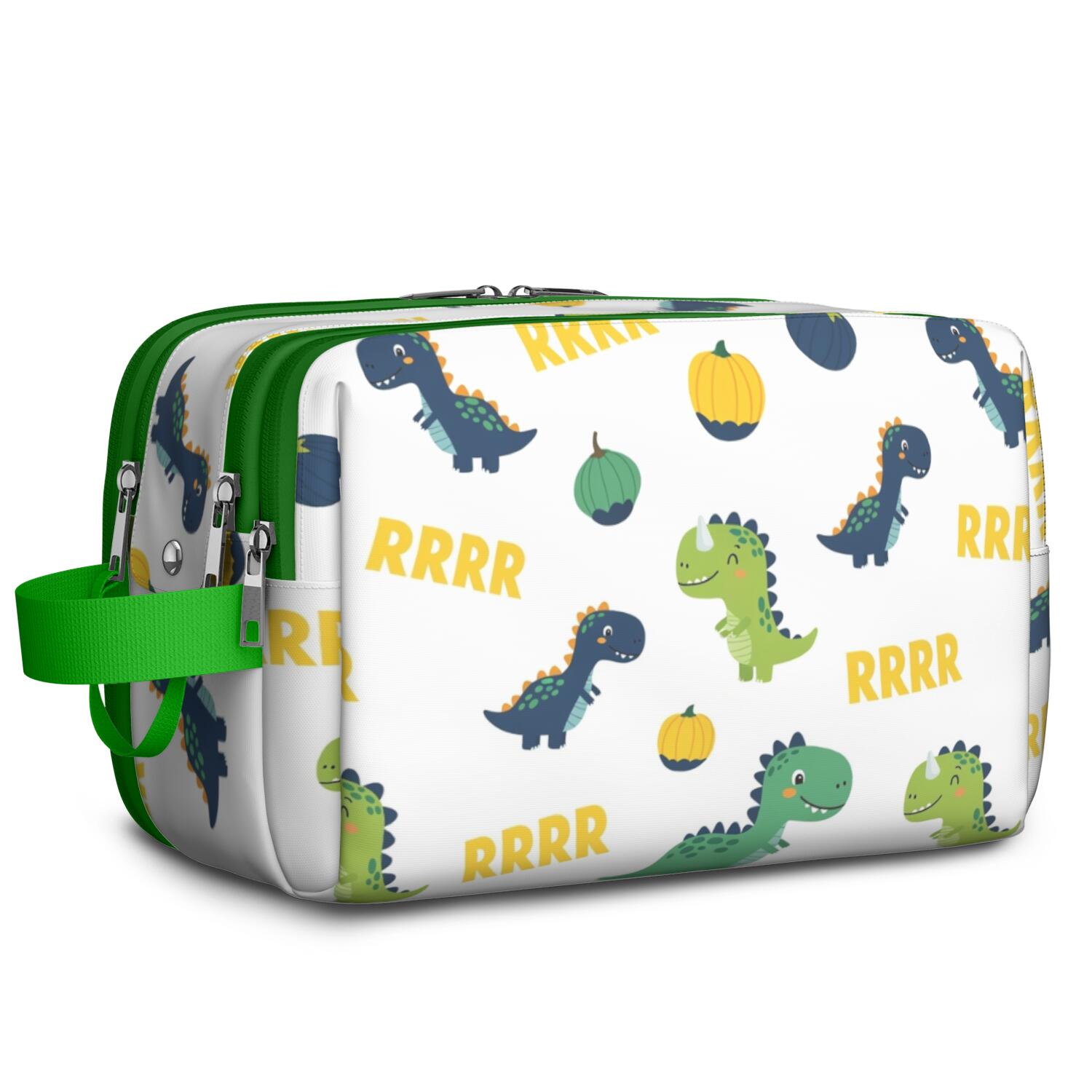 Toiletries Bag,White Cartoon Dinosaurs Pumpkins Pattern Mens Womens ...