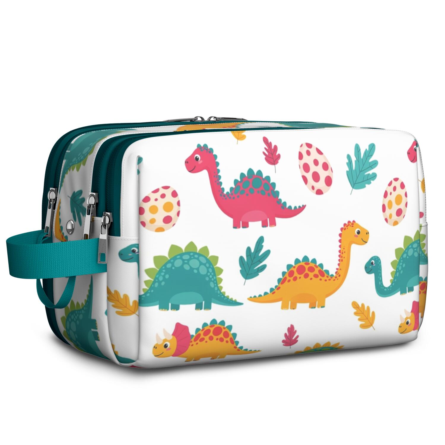 Toiletries Bag,White Cartoon Dinosaurs Roar Pattern Mens Womens ...