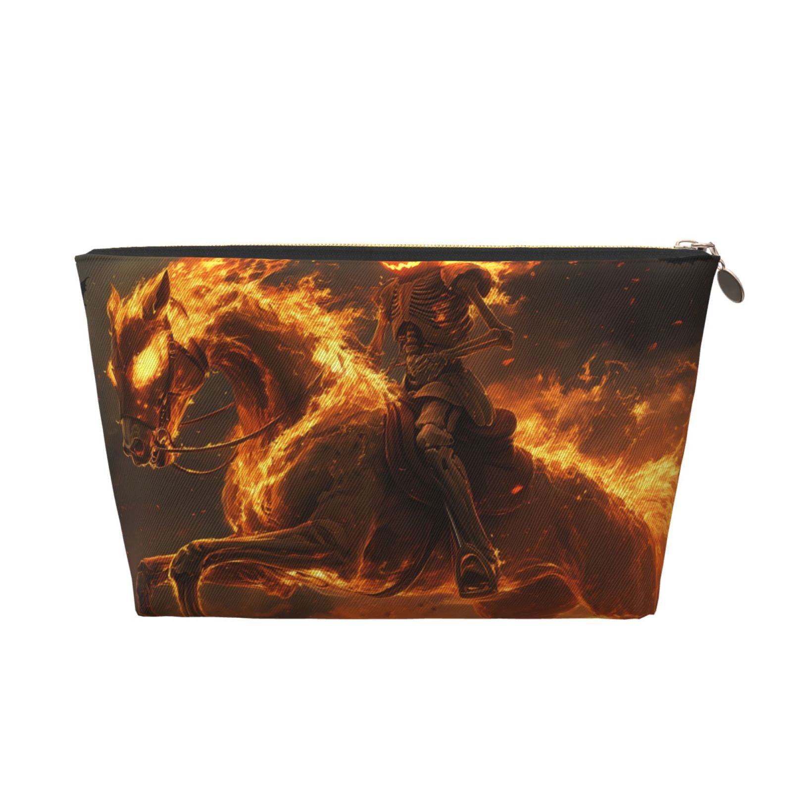 Toiletry Bag, Halloween Flame Pumpkin Skeleton Knight Leather ...