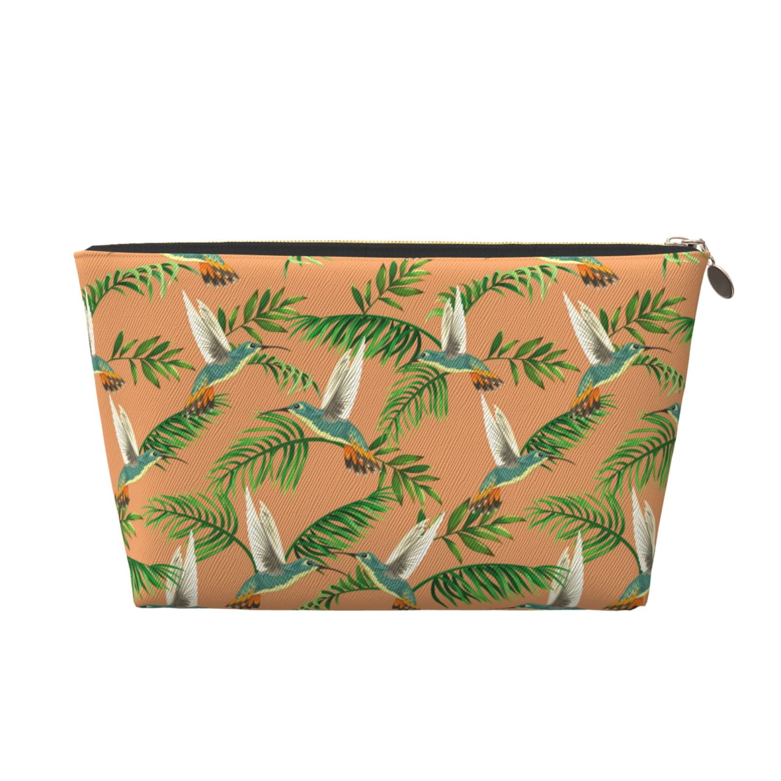 Toiletry Bag, Hummingbird Palm Leaf Leather Waterproof Travel Makeup ...