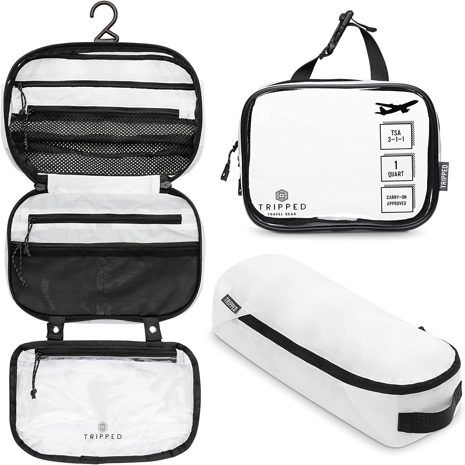 Toiletry Bag Kit Set: Hanging Travel Toiletry Bag + 311 TSA Cosmetic ...