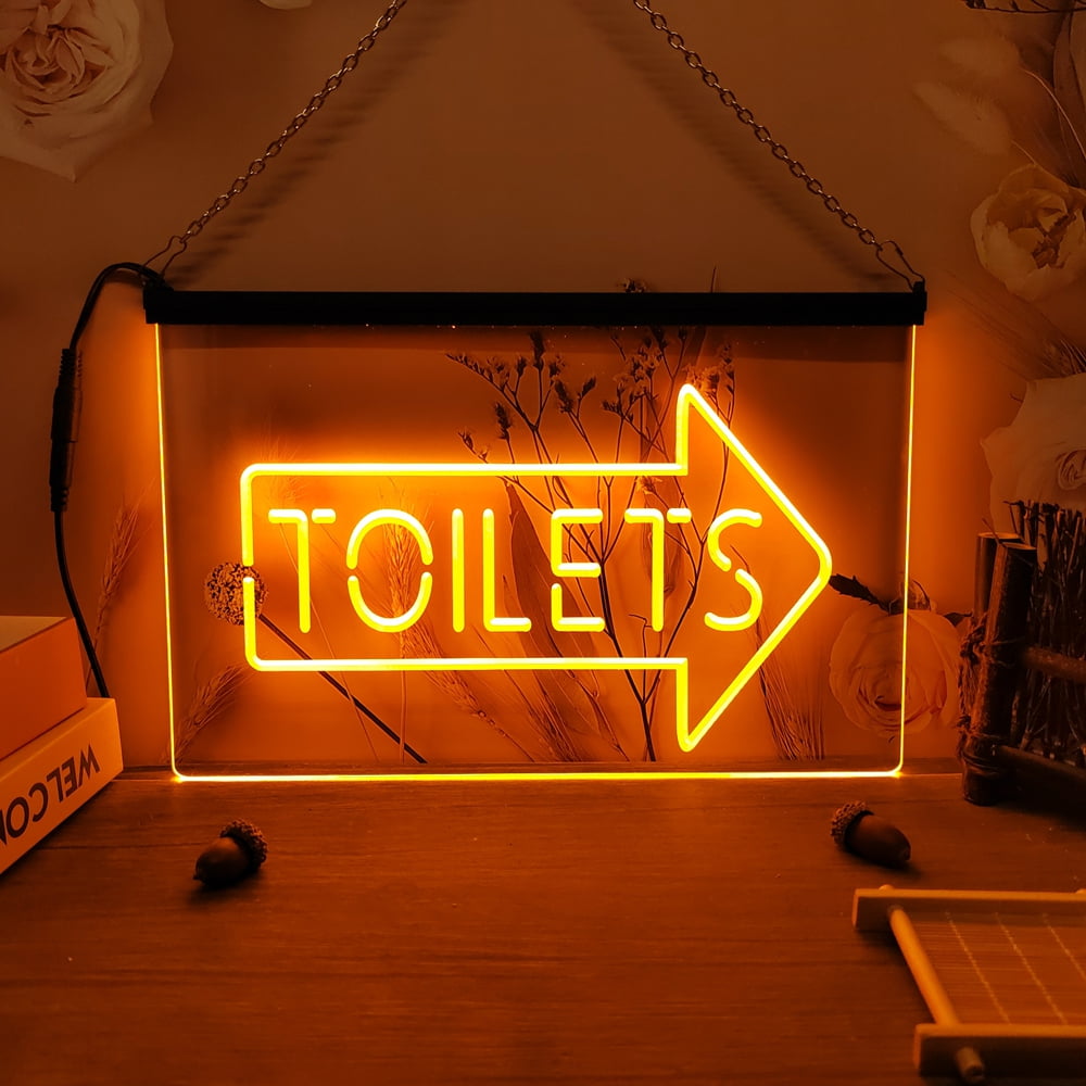 Toilets Arrow Washroom Restroom Vintage LED Neon Sign-Posters,3DCarving ...