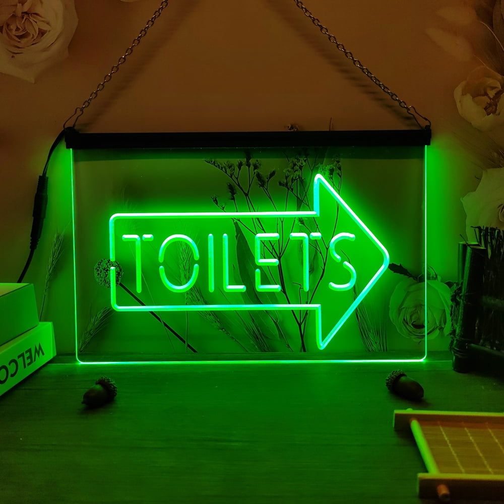 Toilets Arrow Washroom Restroom Vintage LED Neon Sign-Posters,3DCarving ...