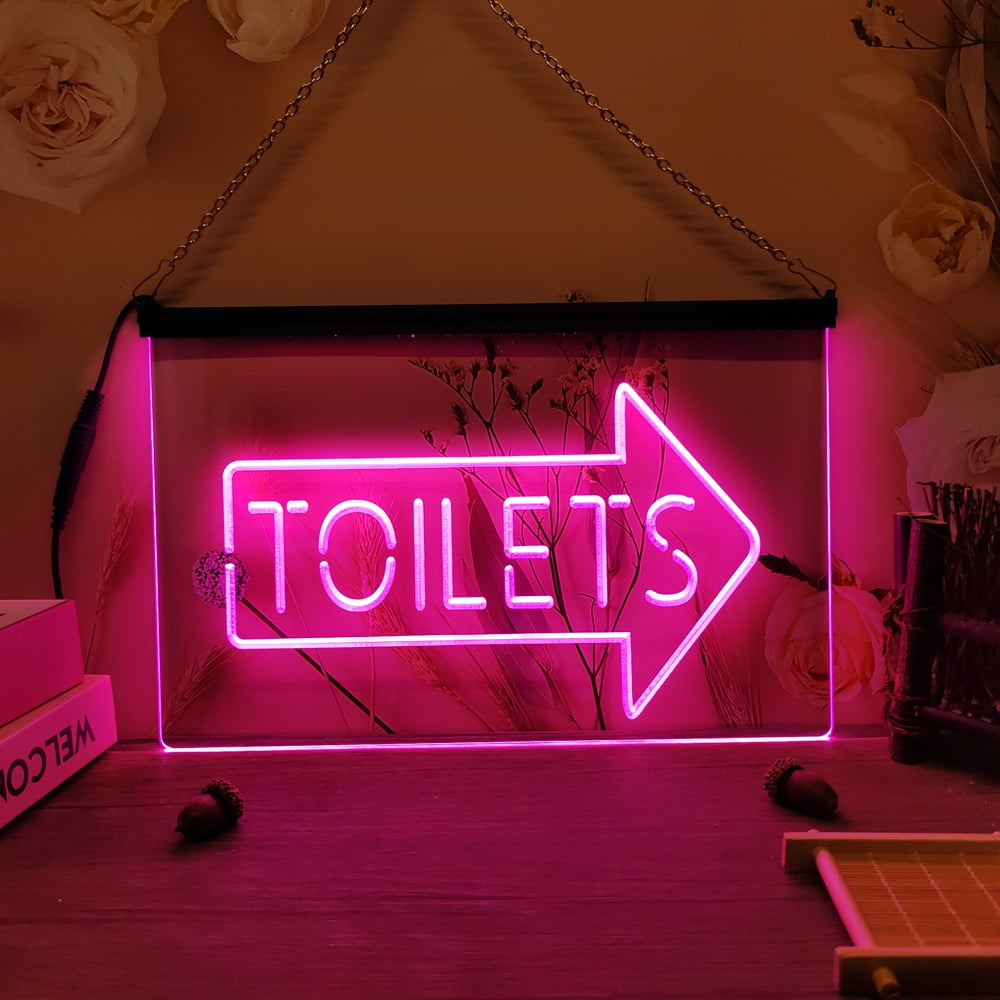 Toilets Arrow Washroom Restroom Vintage LED Neon Sign-Posters,3DCarving ...