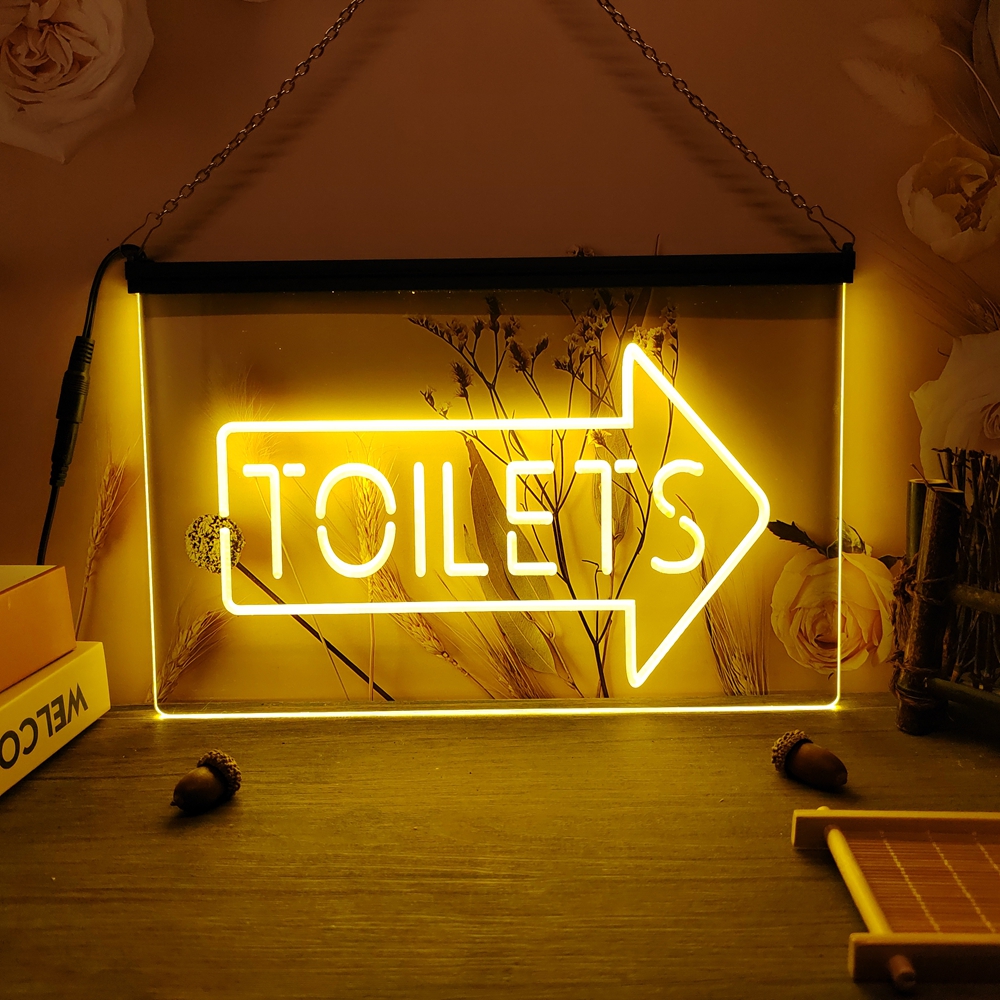 Toilets Arrow Washroom Restroom Vintage LED Neon Sign-Posters,3DCarving ...