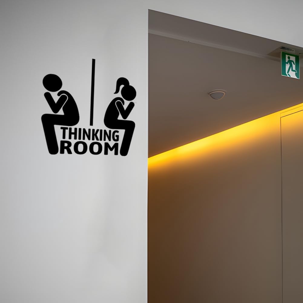 Toilets Wall Decor Thinking Room Wall Sticker Funny Washroom Decals ...