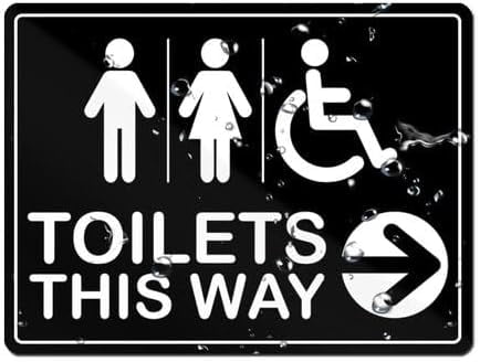 Toilets This Way Right Arrow Wall Or Door Sign- Black & White Acrylic ...