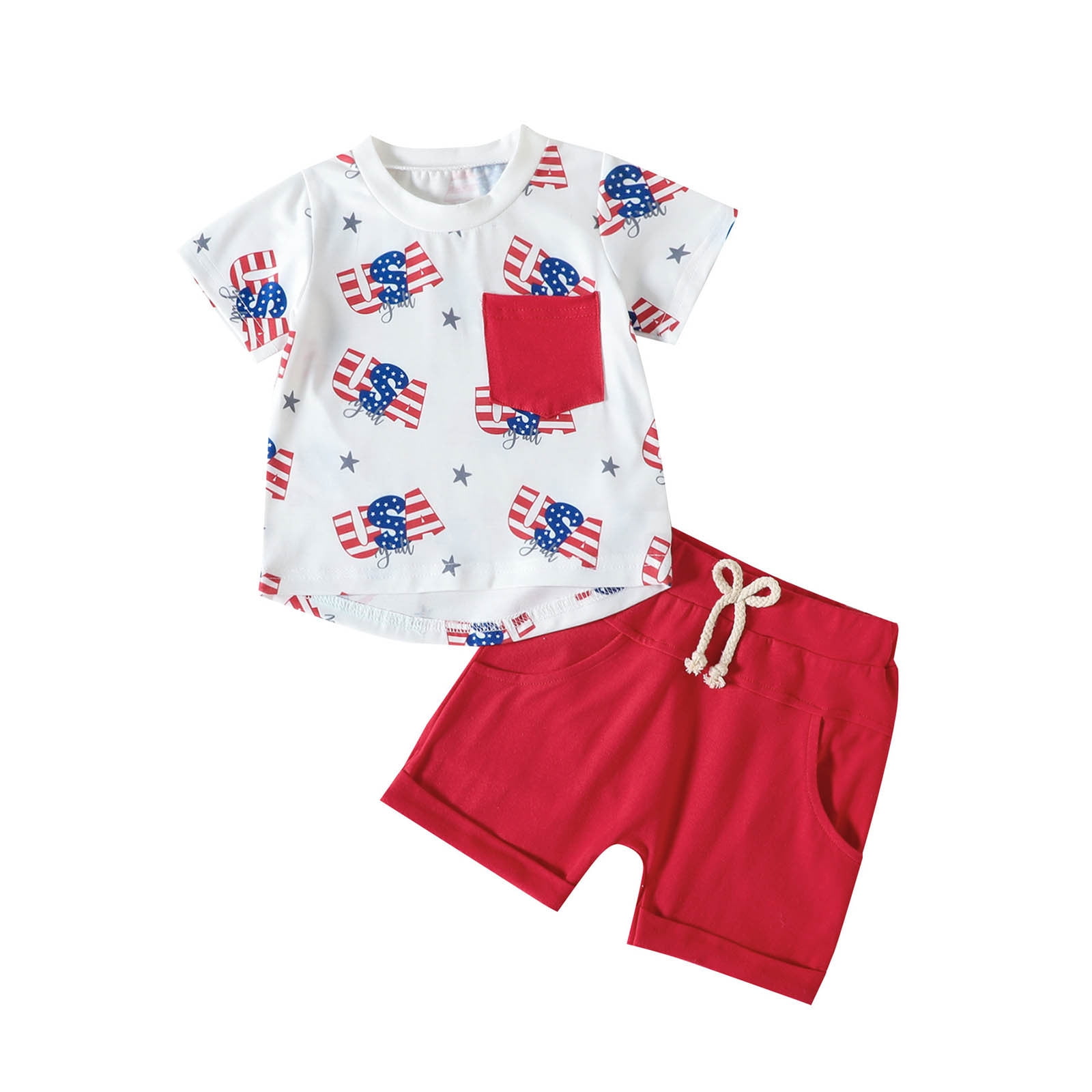 Toimothcn Baby Infants Girls Independence Day Outfit Set Short Sleeve ...
