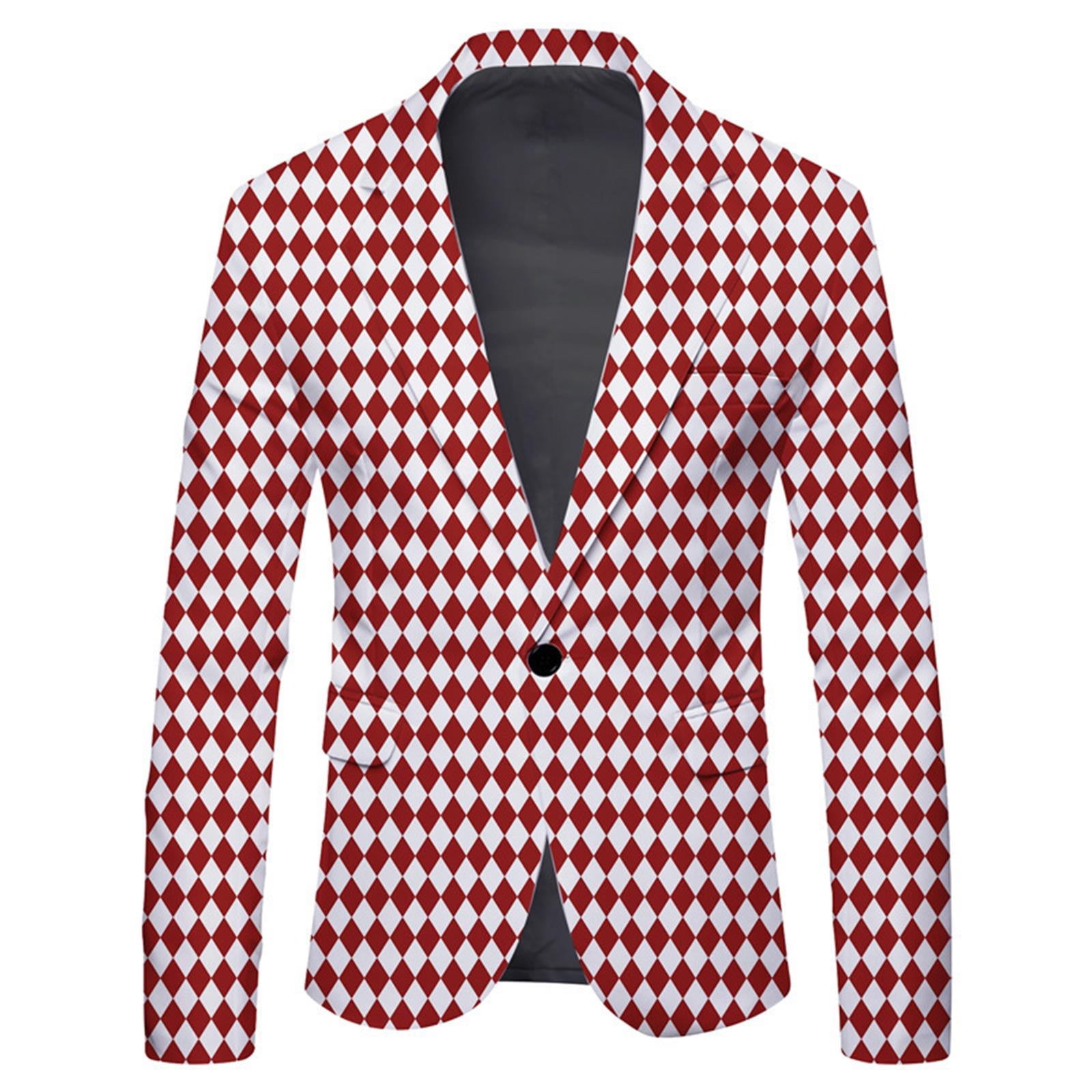 Toimothcn Men's Sports Blazers Casual Plaid Formal Blazer Warm Slim Fit ...