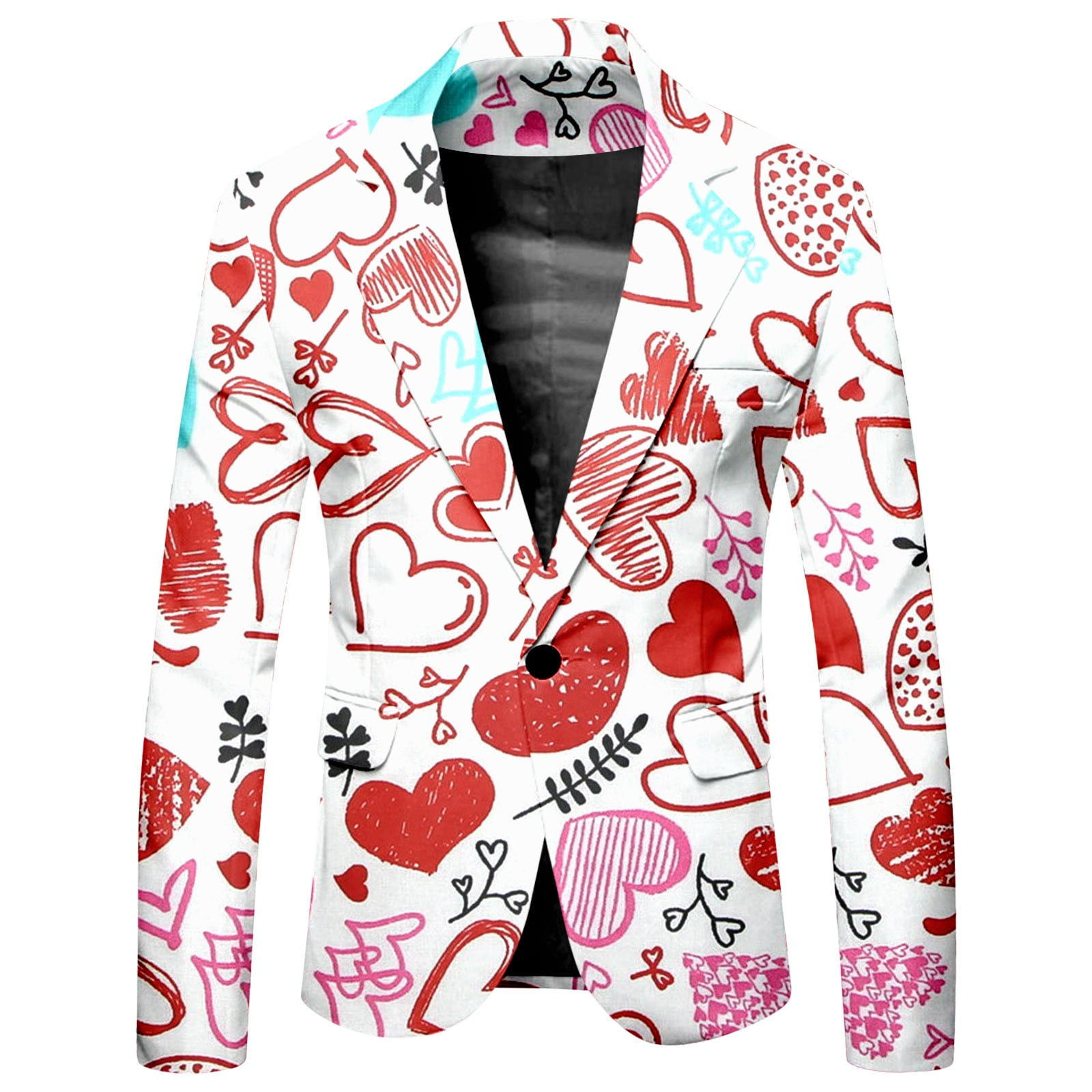 Toimothcn Men's Suit Jackets Fashion Valentine Day Love Heart Printed ...