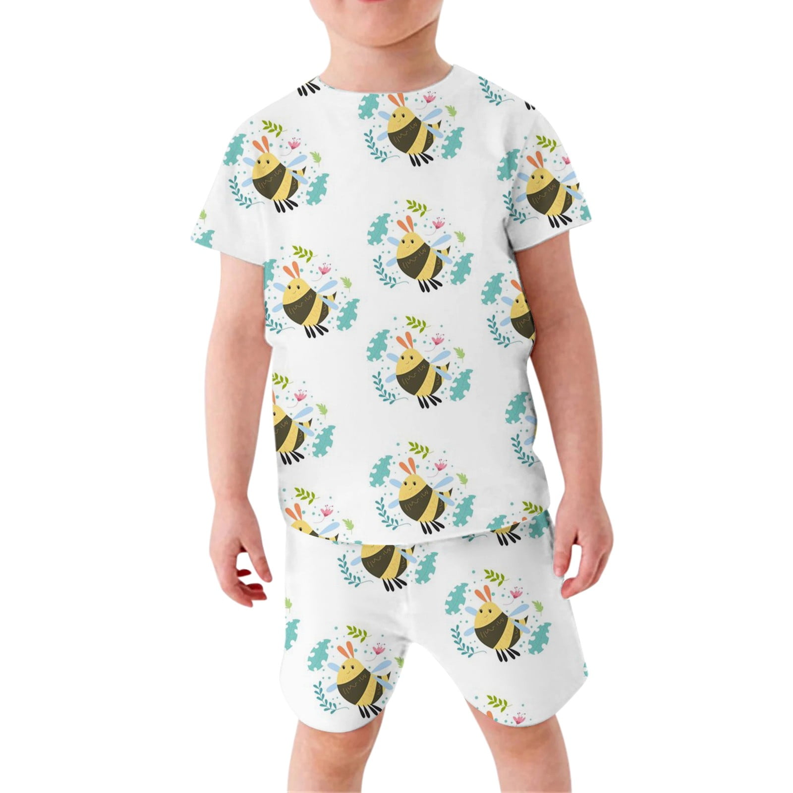 Toimothcn Toddler Childs Girls Clothes Set Short Sleeve Cartoon Bee ...