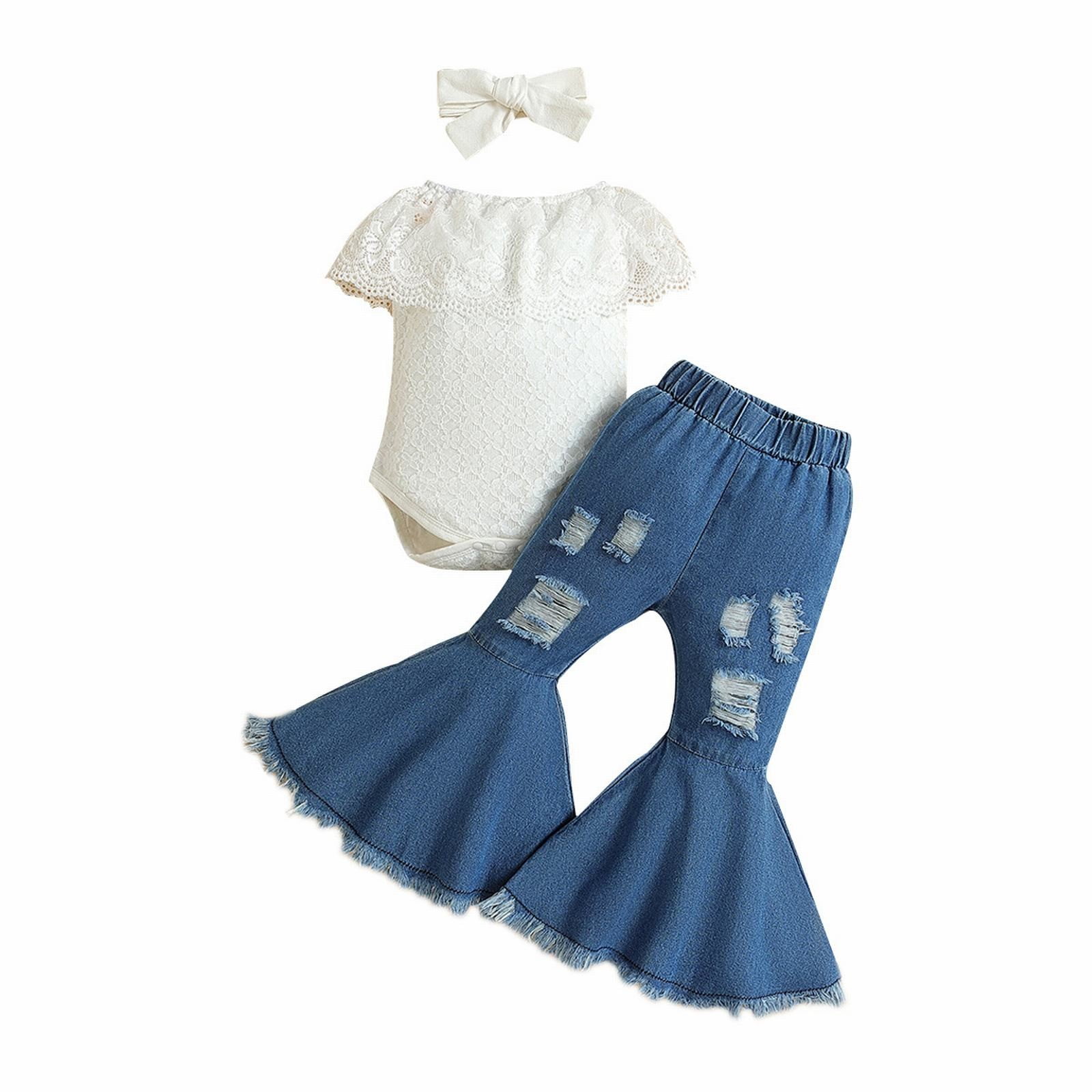 Toimothcn Toddler Girls Clothes Sets Short Sleeve Simple Solid Color ...