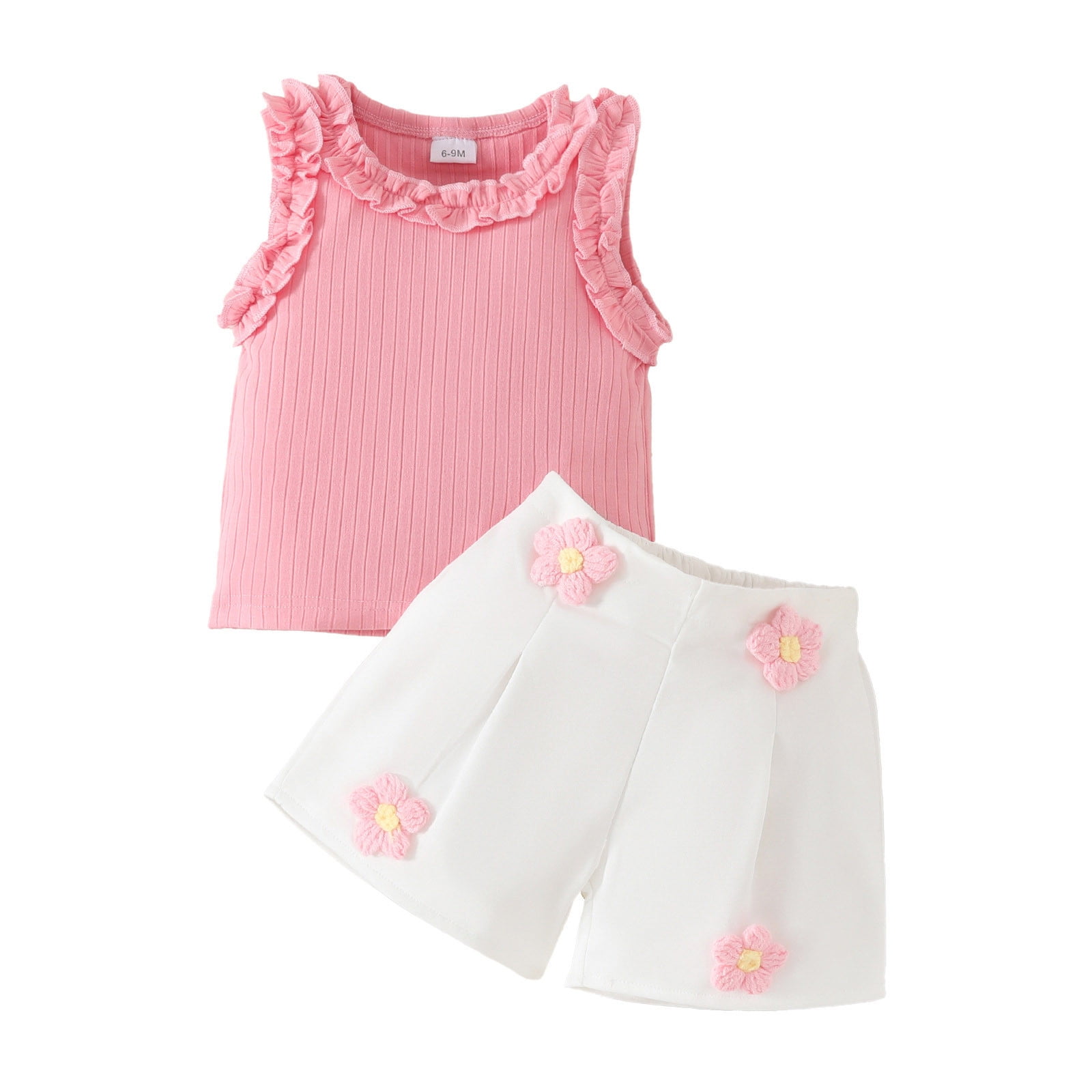 Toimothcn Toddler Girls Clothes Sets Sleeveless Solid Color Floral ...