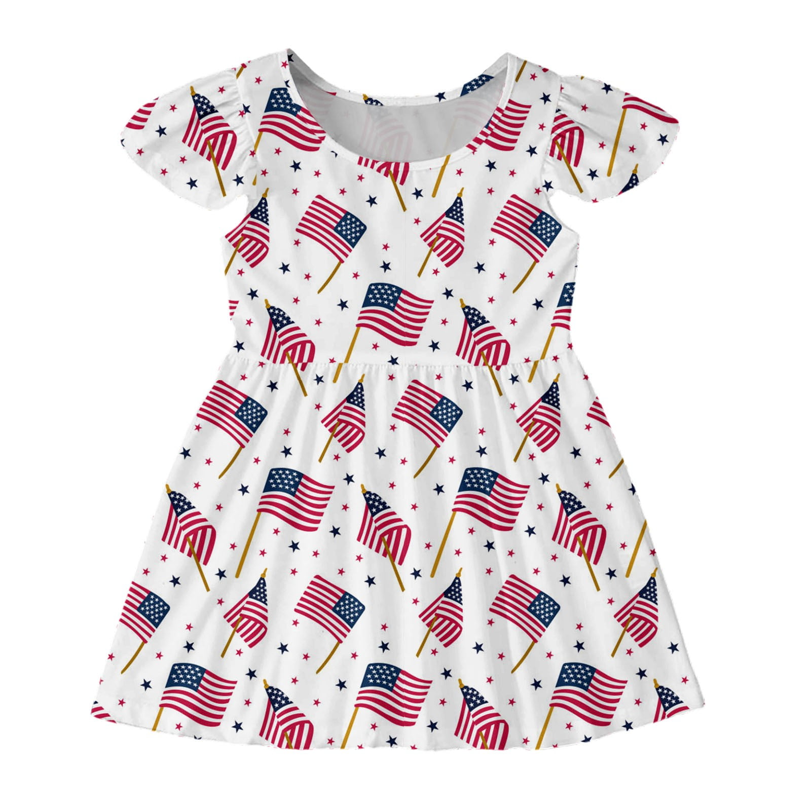Toimothcn Toddler Girls Dress Short Sleeve Independence Day Patriotic ...
