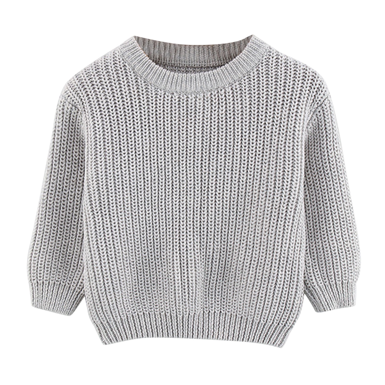 Toimothcn Toddler Girls Sweater Long Sleeve Crew Neck Simple Solid ...