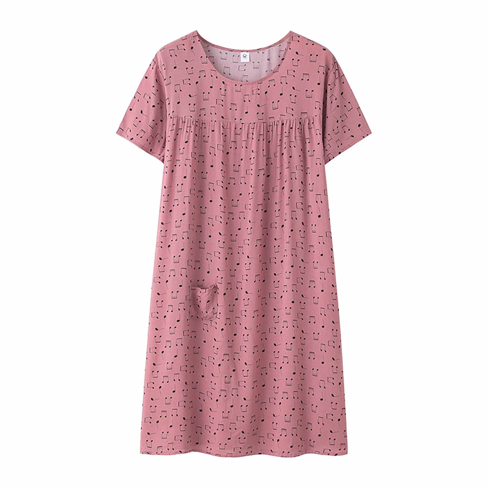 Toimothcn Women's Fashion Nightgown Summer Cotton Silk Short Sleeve ...