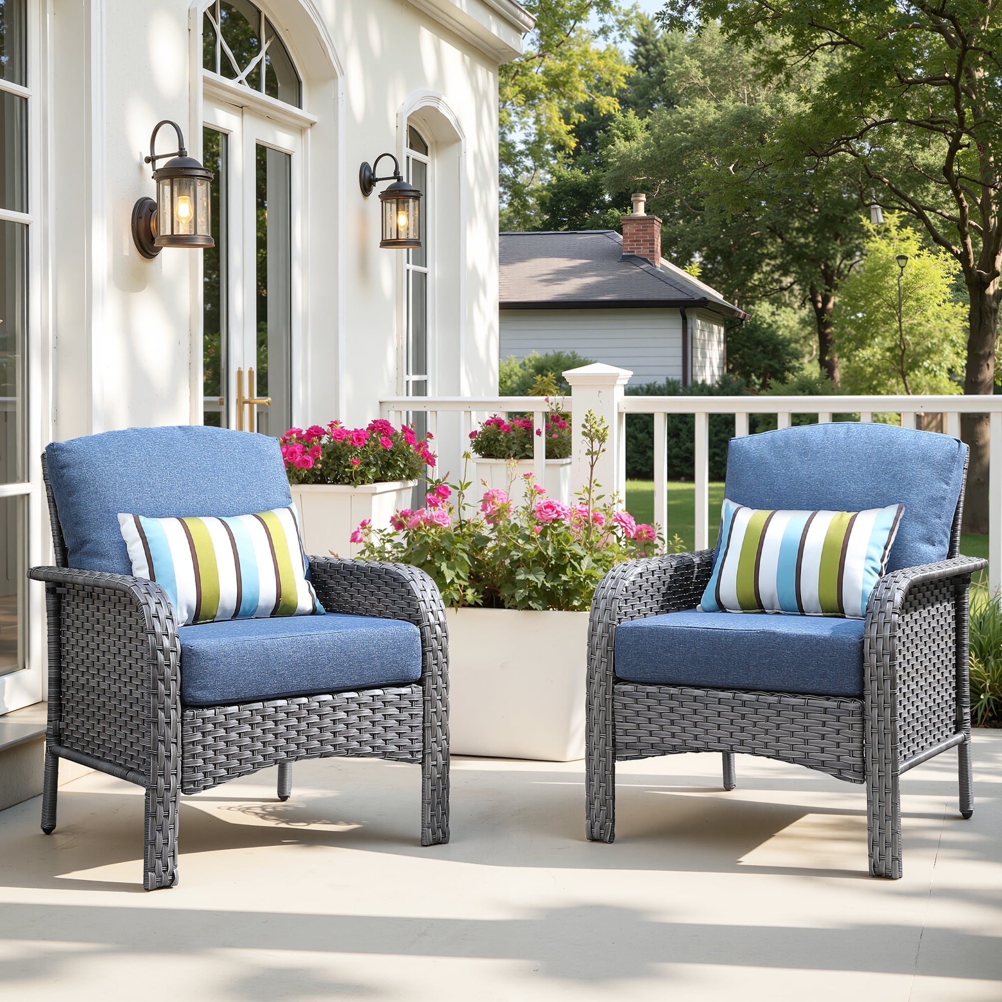 Toject 2 Pieces Patio Furniture Set, All-Weather Wicker High Back ...