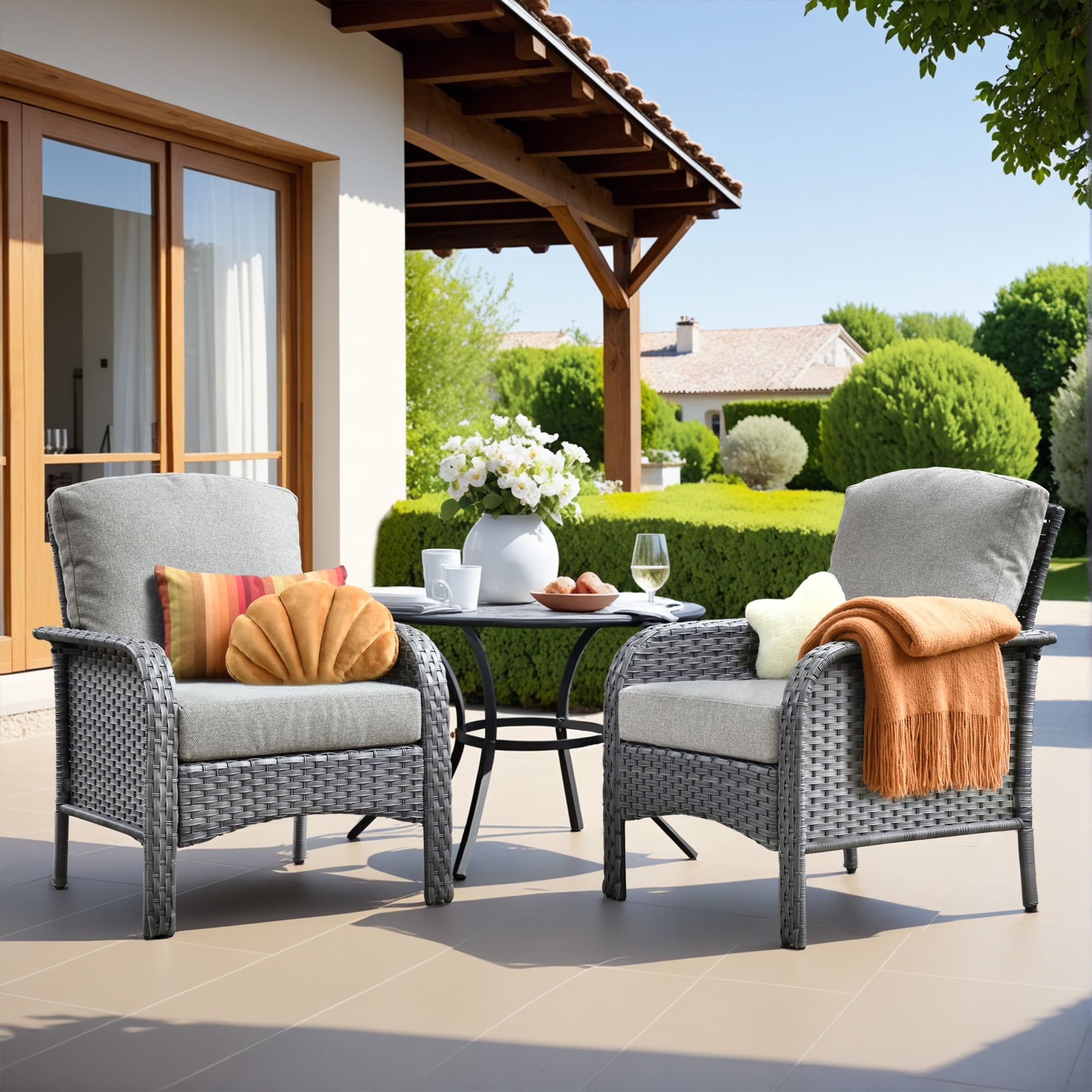 Toject 2 Pieces Patio Furniture Set, All-Weather Wicker High Back ...