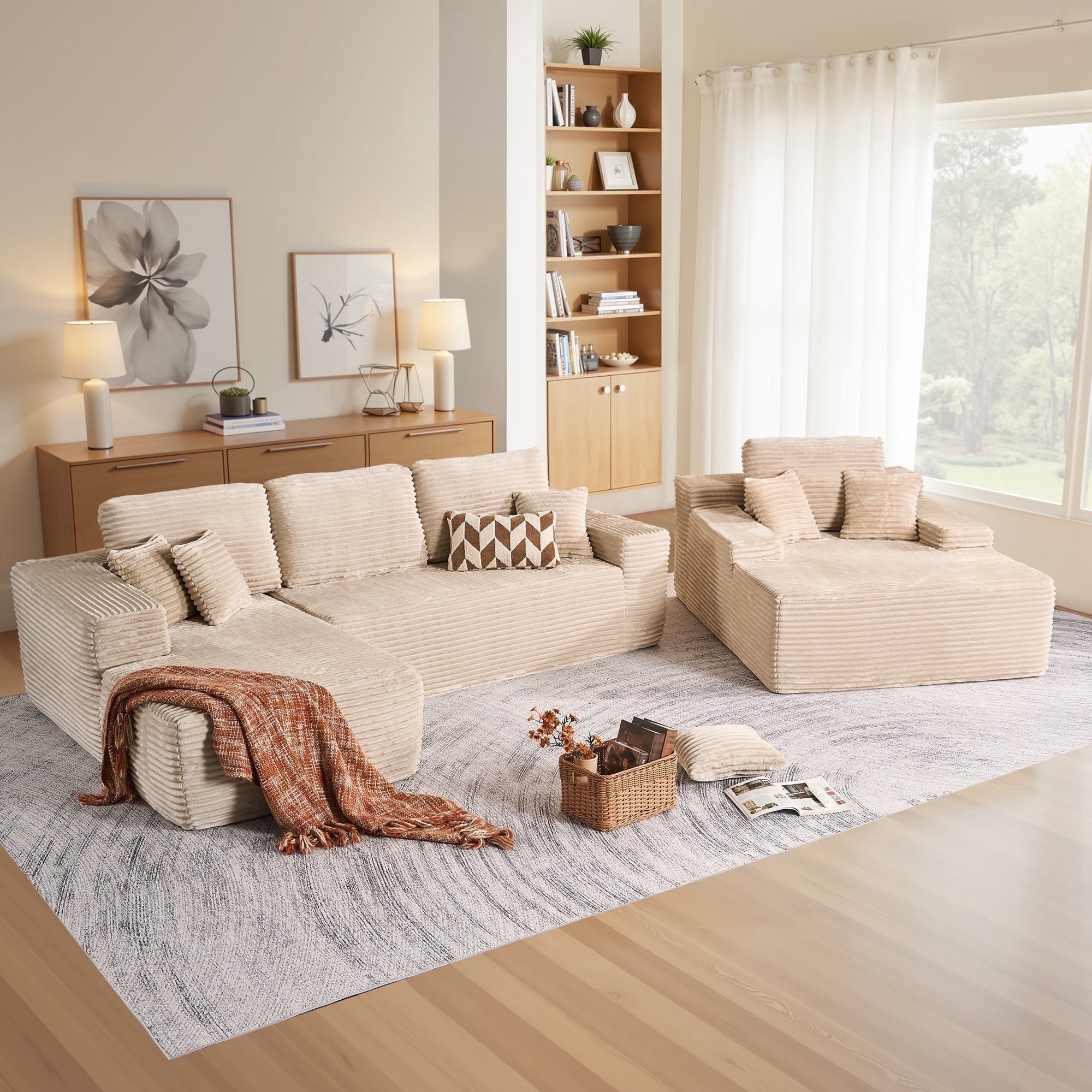 Toject 106" Cloud Sectional Couch with Oversized Chaise Lounge, Modern ...