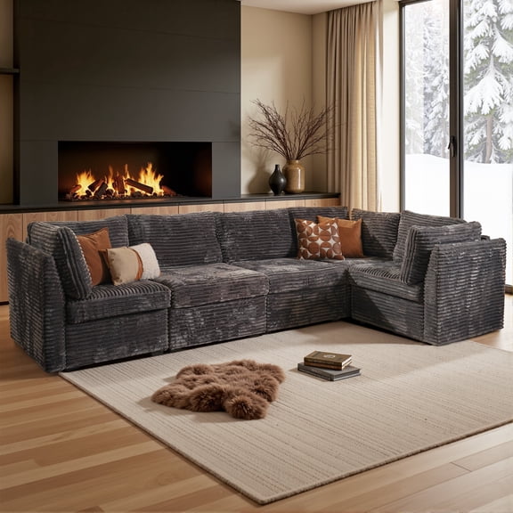 EPOWP Cloud Modular Sectional Sofa with Movable Ottoman, Comfy L Shaped ...