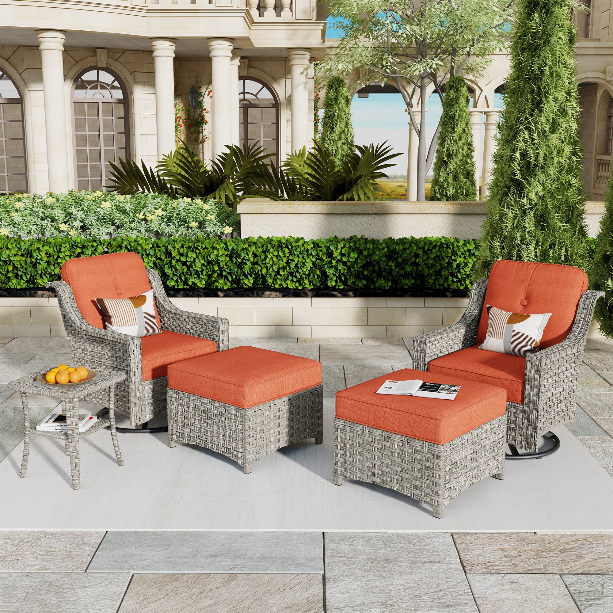 Toject 5 Pieces Outdoor Patio Furniture Set, Wicker Conversation Set ...
