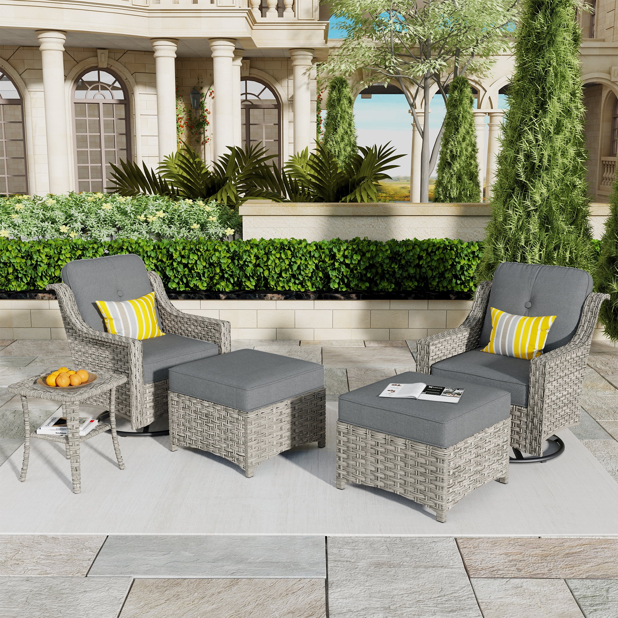 Toject 5 Pieces Patio Outdoor Conversation Set High-Back All Weather ...