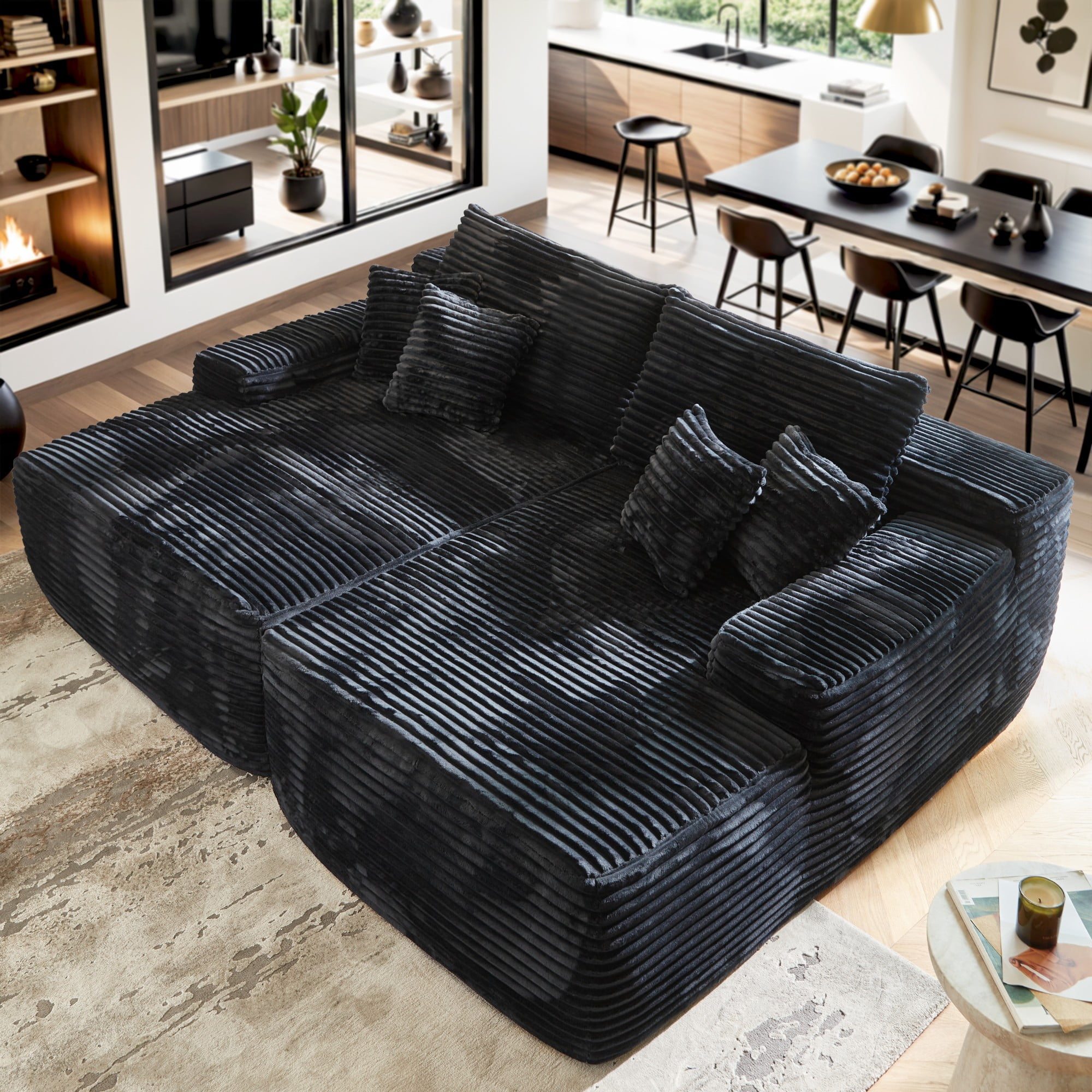 Toject 81" Double Chaise Lounge Sofa, Oversized 2-Piece Sectional Sofa ...