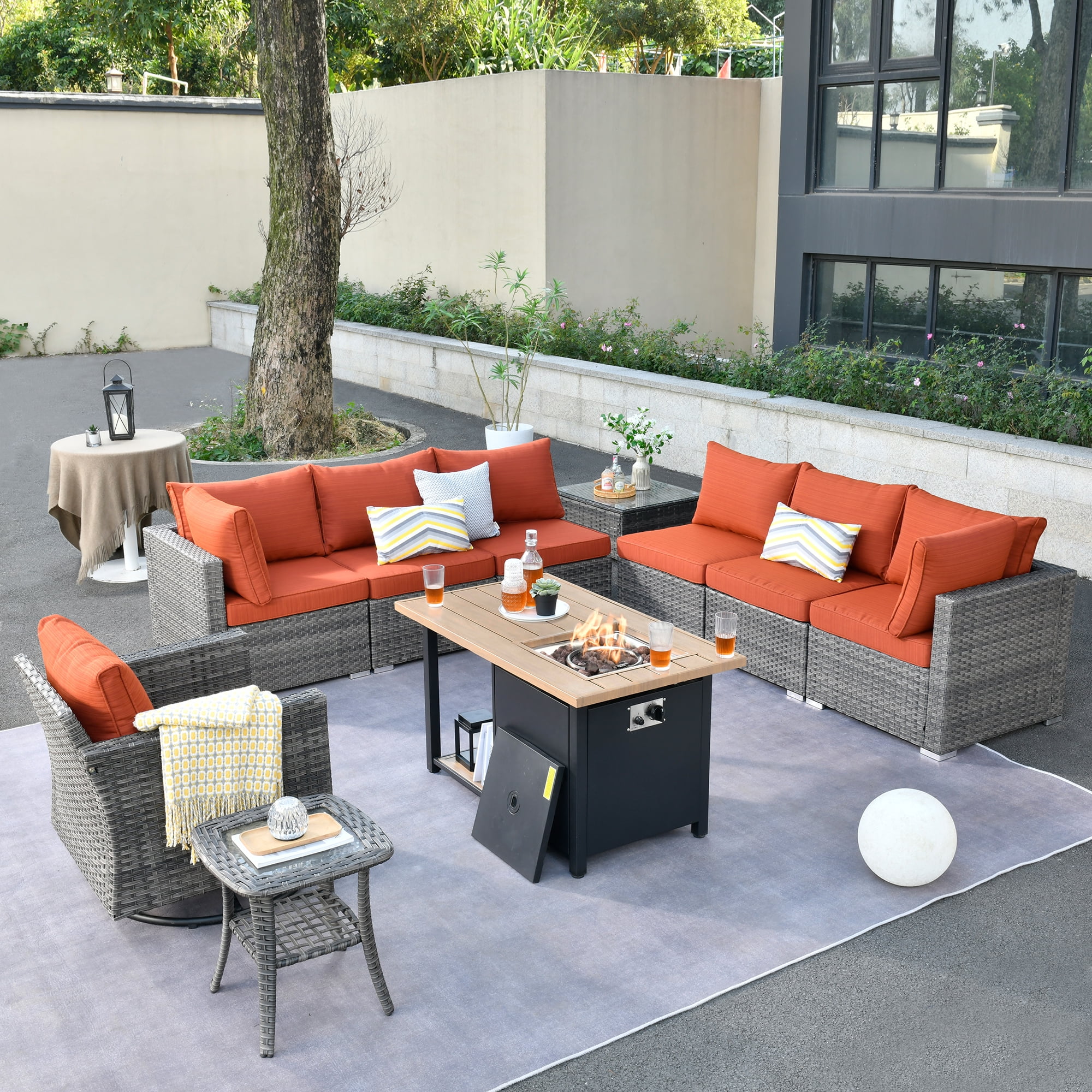 Toject Direct 10 Pieces Patio Furniture Outdoor Sectional Sofa Wicker ...