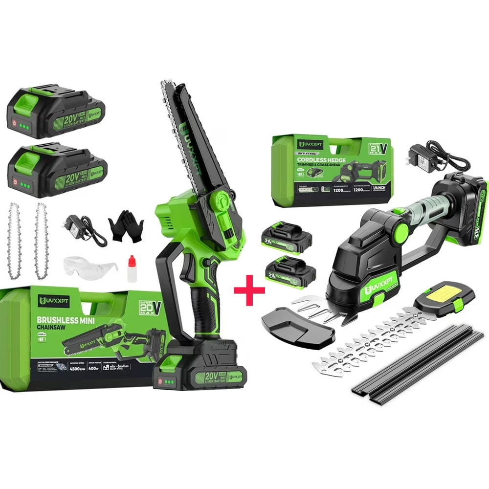 TokScreen 6 Inch Cordless Electric Chainsaw 2 Battery with SK5 Steel 6 ...