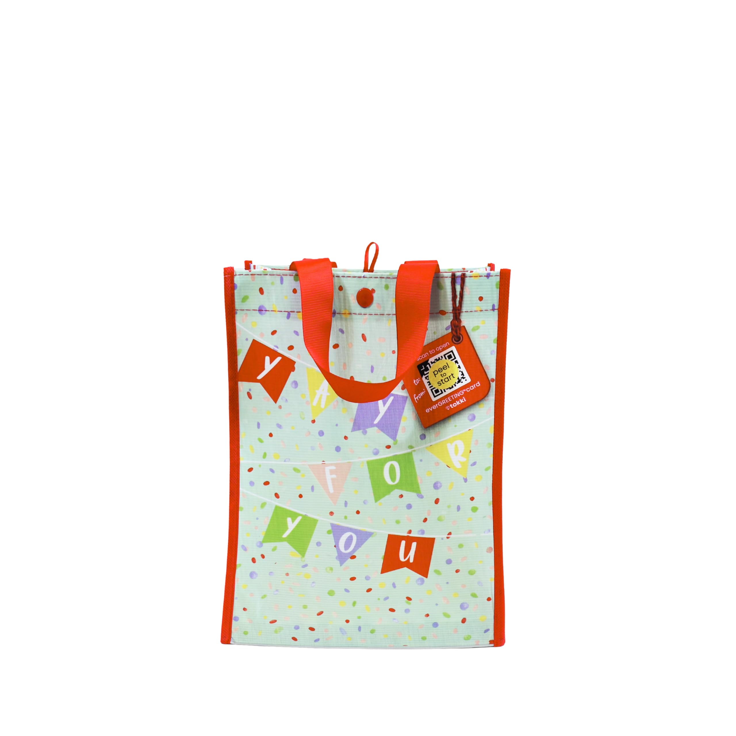 Tokki 10" Medium Reusable Gift Bag with Handles and Built-In QR ...